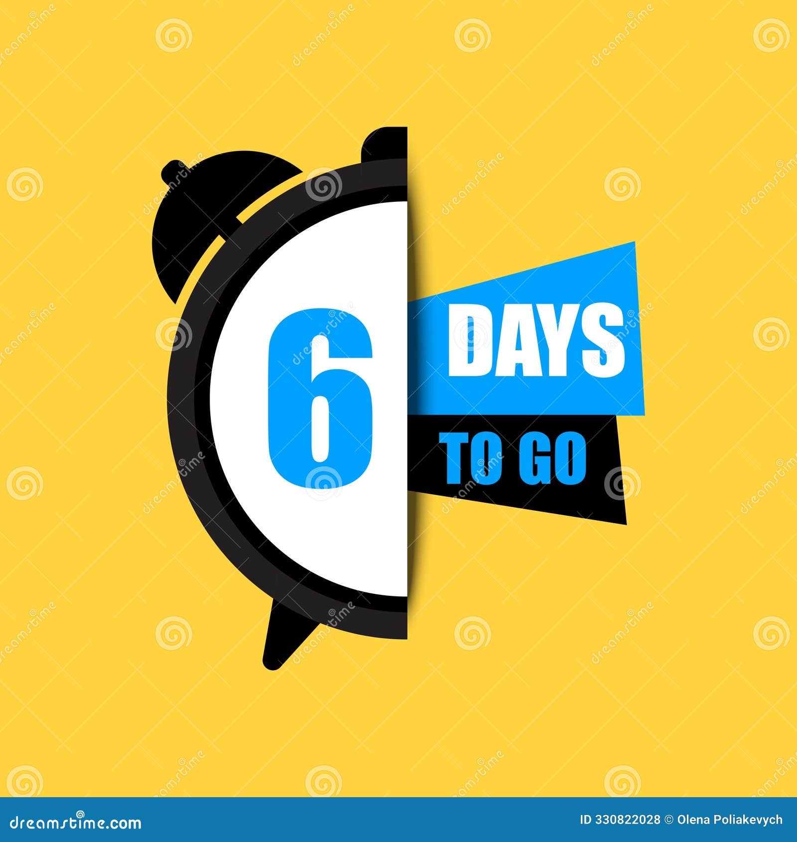 Countdown Timer Illustration. Number Six Focus. Bold 6 Days To Go Text ...