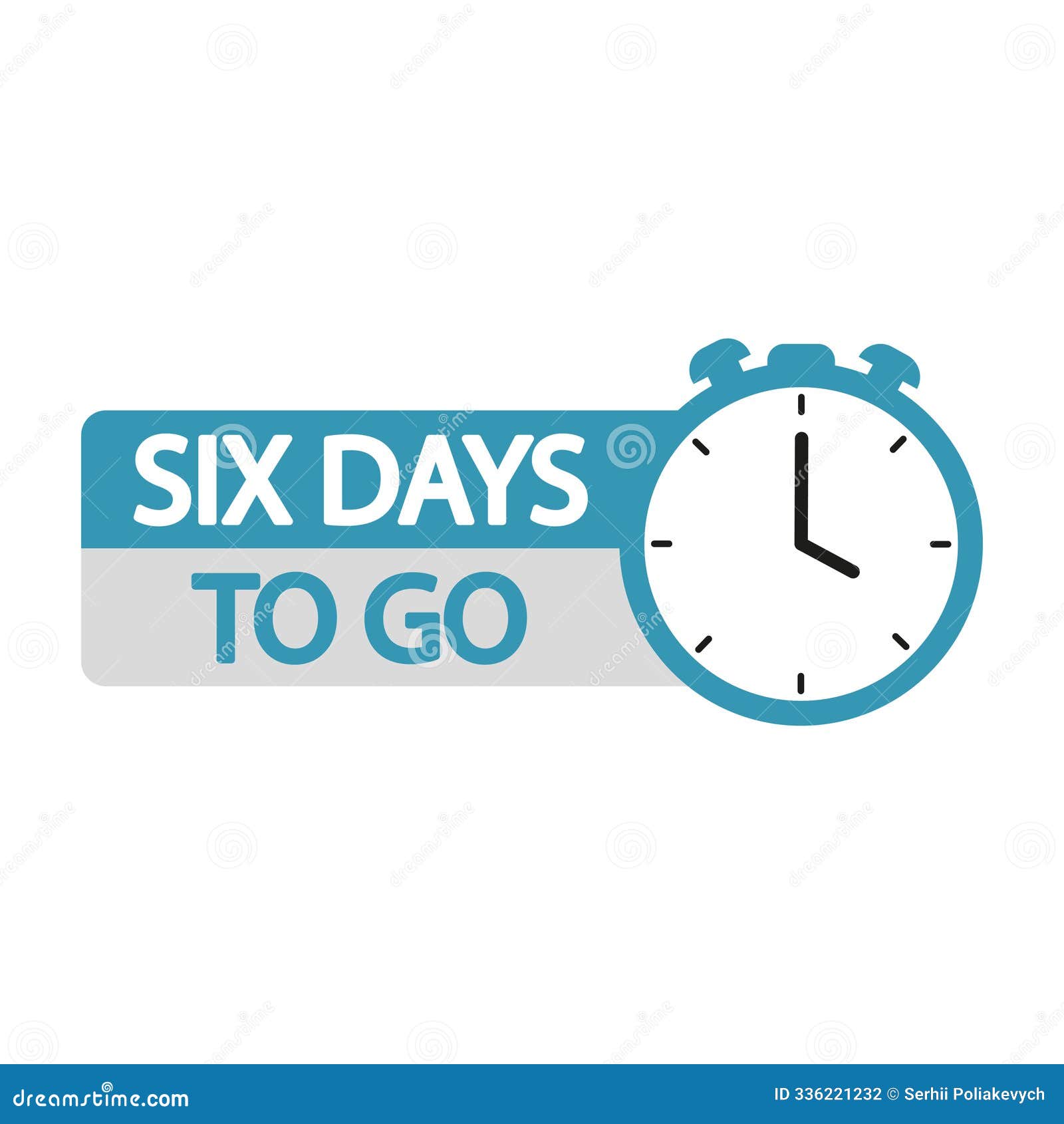 Countdown Timer Illustration. Number Six Focus. Six Days To Go Text ...