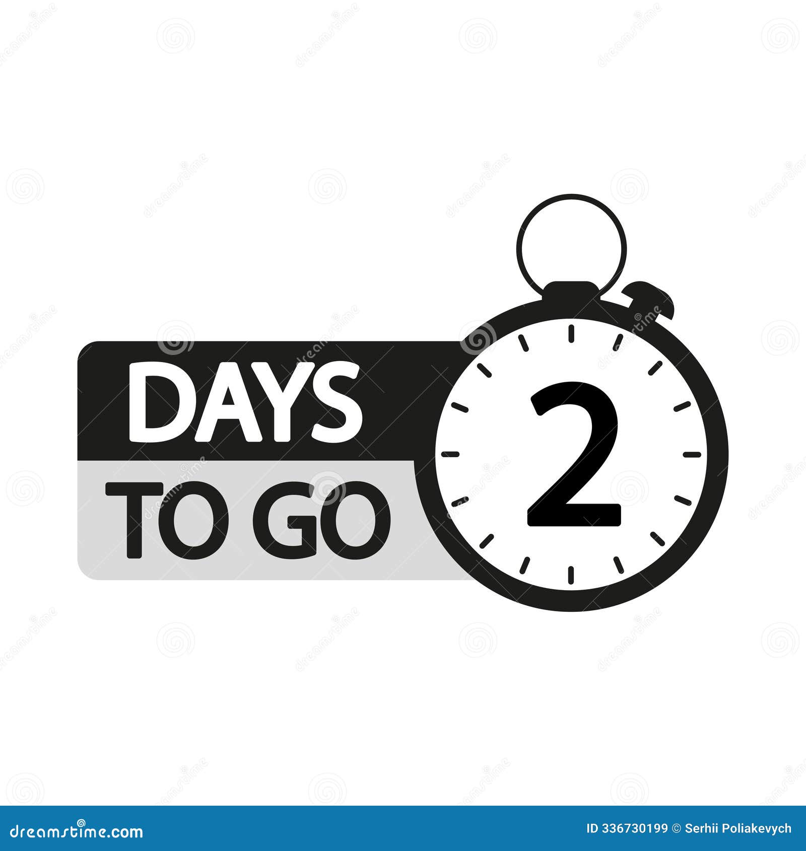 Countdown Timer Illustration. Number Two Focus. Bold 2 Days To Go Text ...