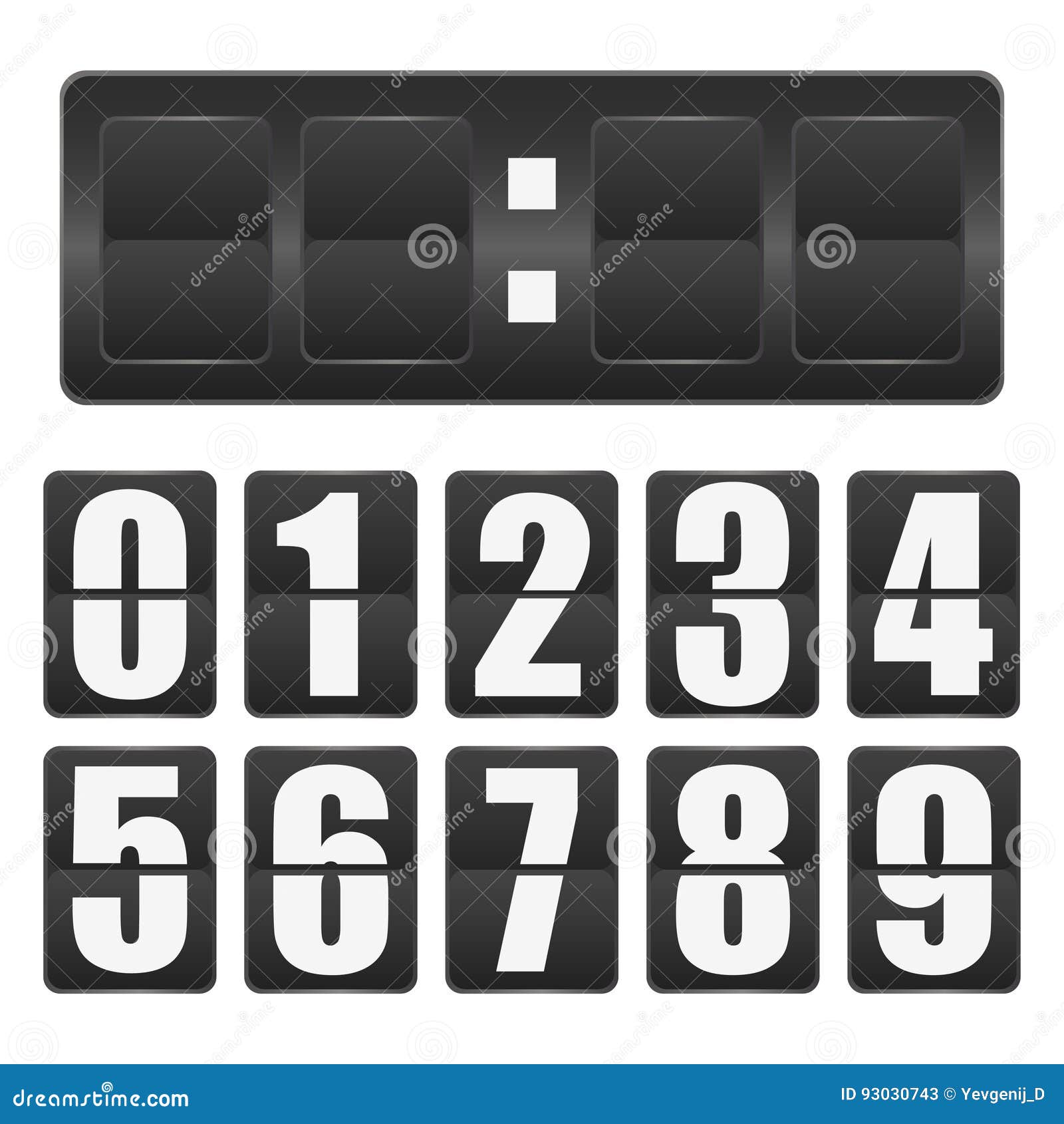 Countdown Timer. Mechanical Scoreboard Blank with Numbers from Zero To ...