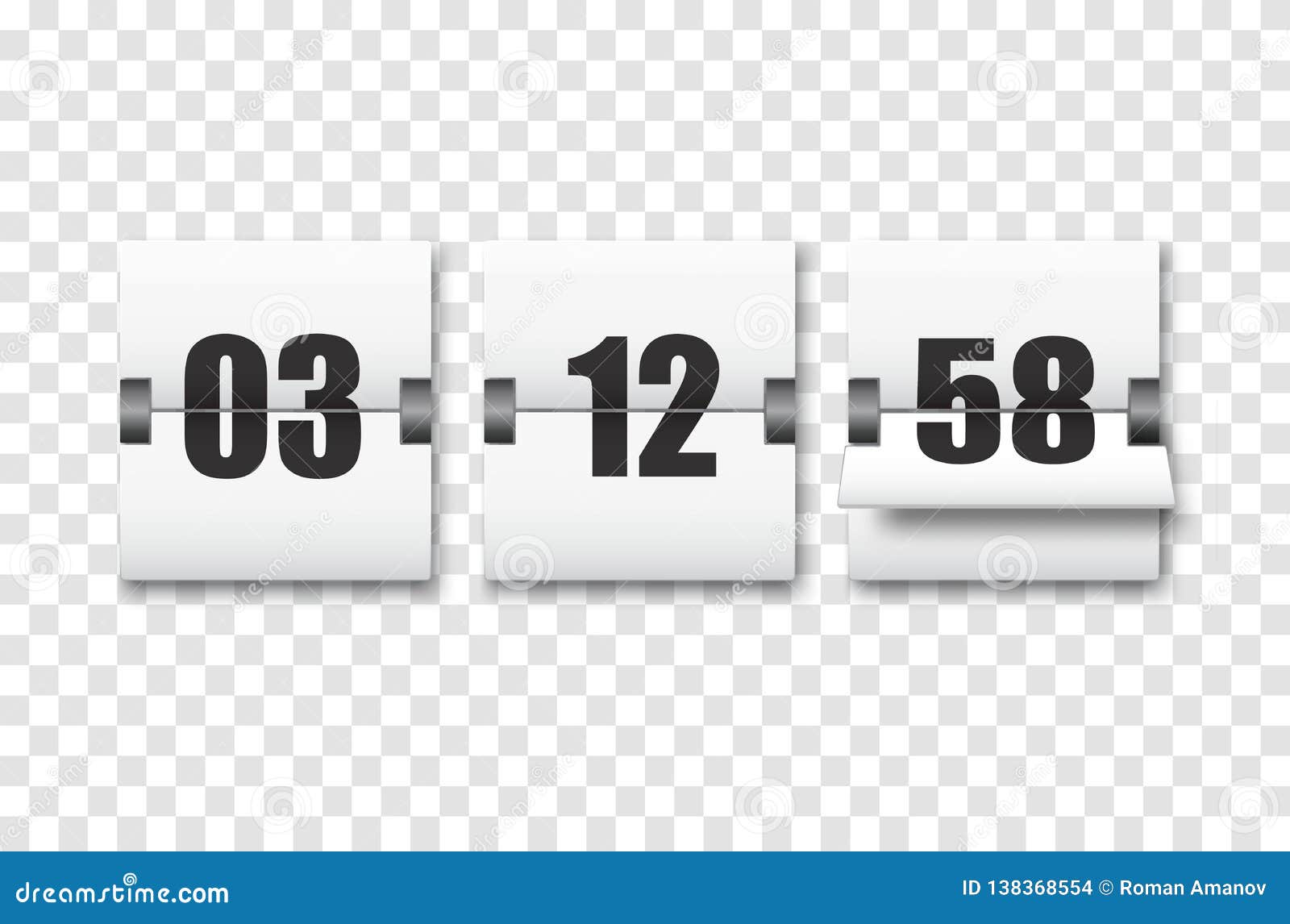 Countdown Timer With Numbers Isolated Clock Counter Stock Vector