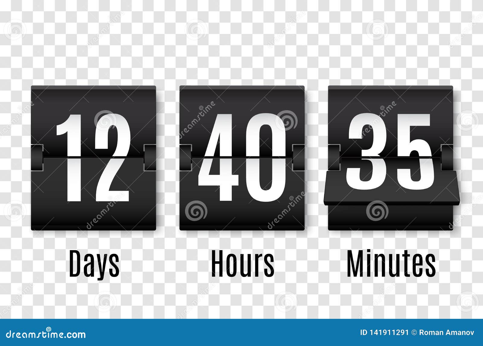 Countdown Timer With Numbers Isolated Clock Counter Stock Vector