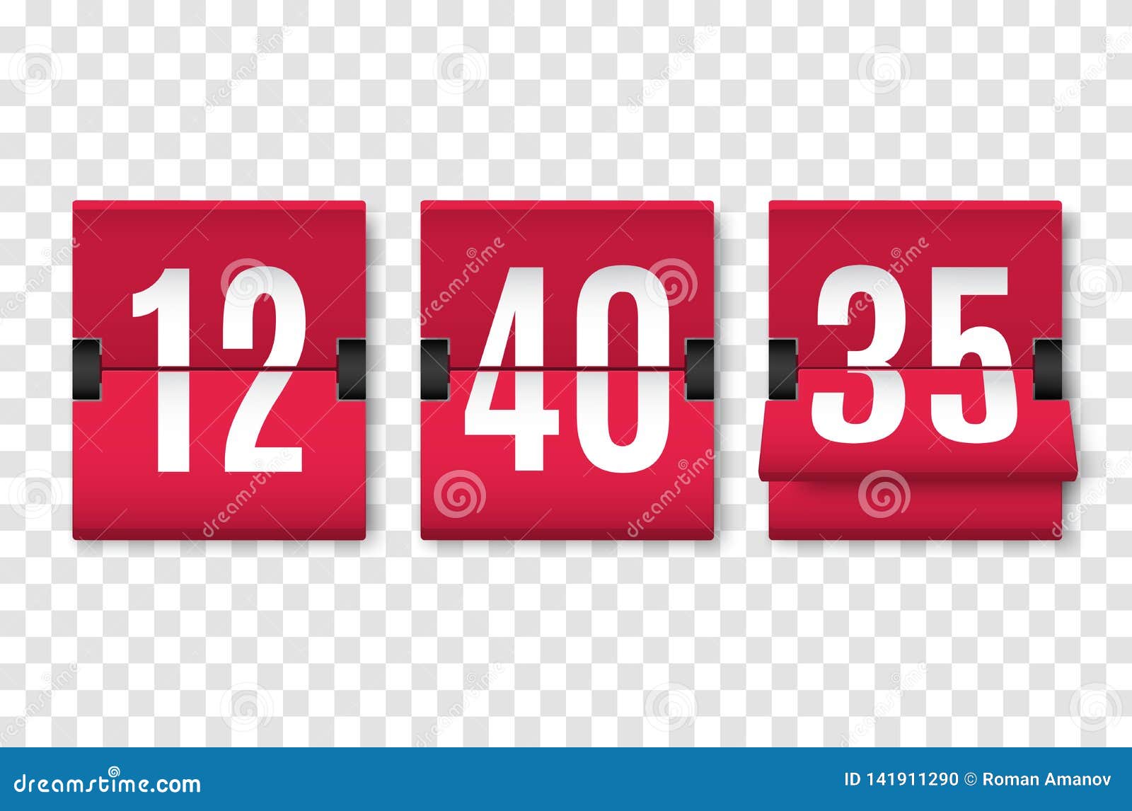 Countdown Timer With Numbers Isolated Clock Counter Stock Vector
