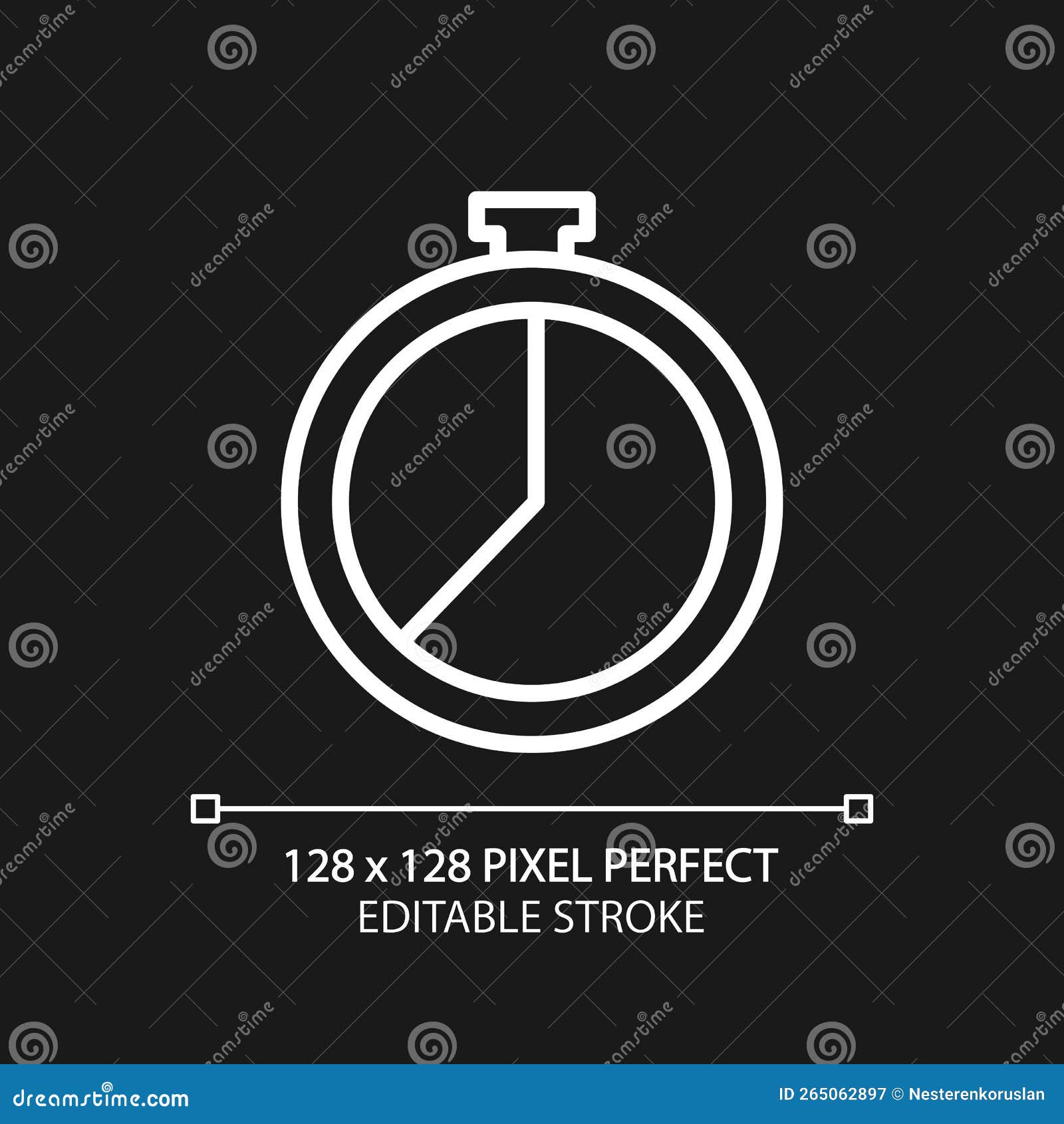 Countdown Timer Pixel Perfect White Linear Icon for Dark Theme Stock ...