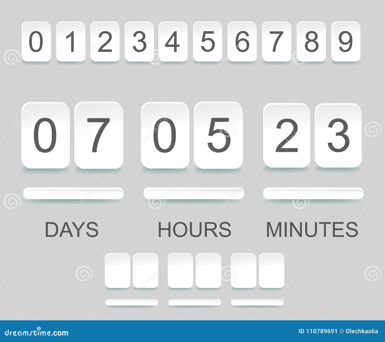 Countdown Timer Template. Counter Design for Website with Numbers Stock ...