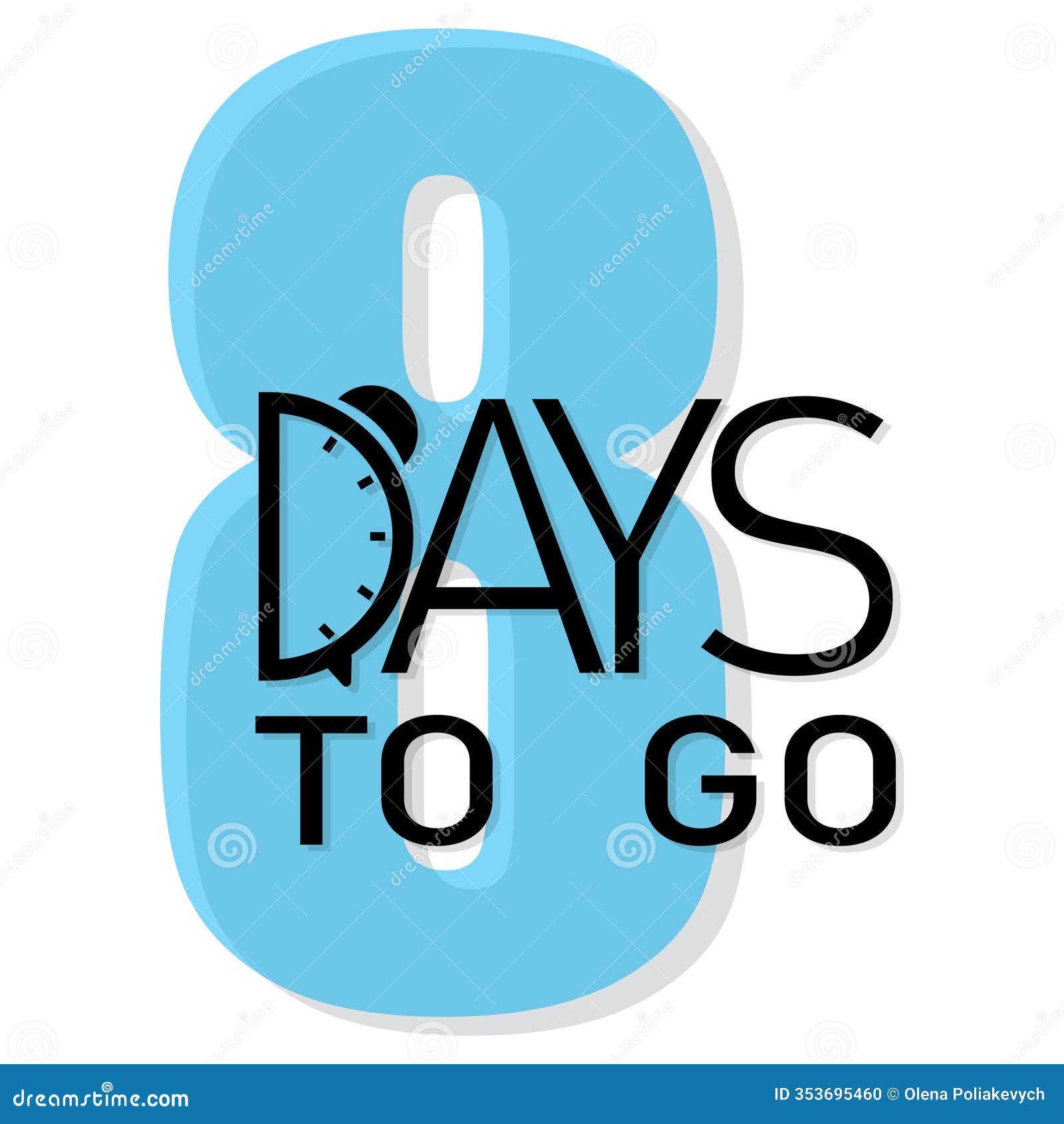 Countdown Timer Text. Bold Eight Days Design. Blue 8 Numeral Focus. Minimal Numeric Message ...