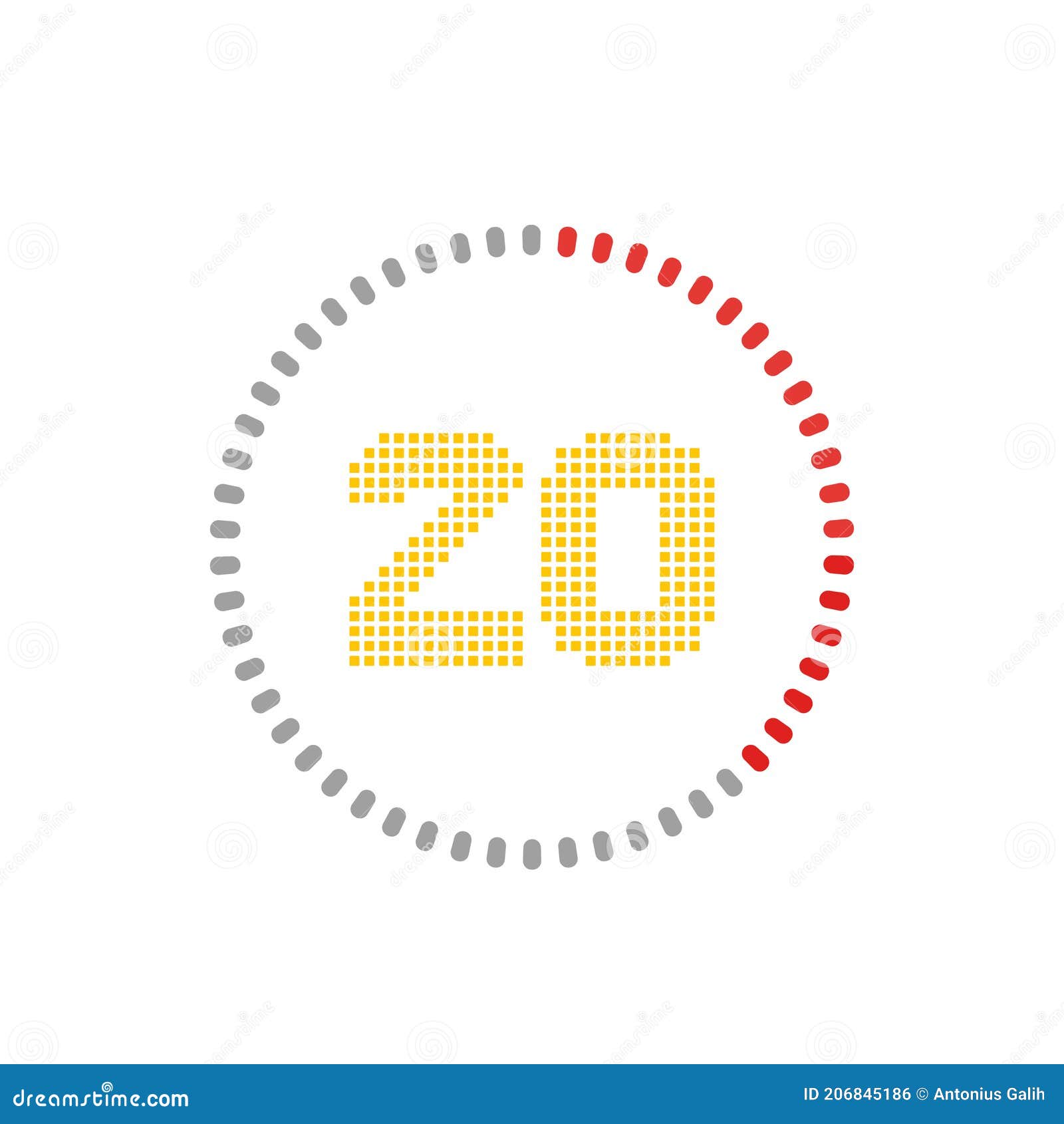 Countdown Timer with Twenty Seconds or Minutes in Modern and Pixel ...