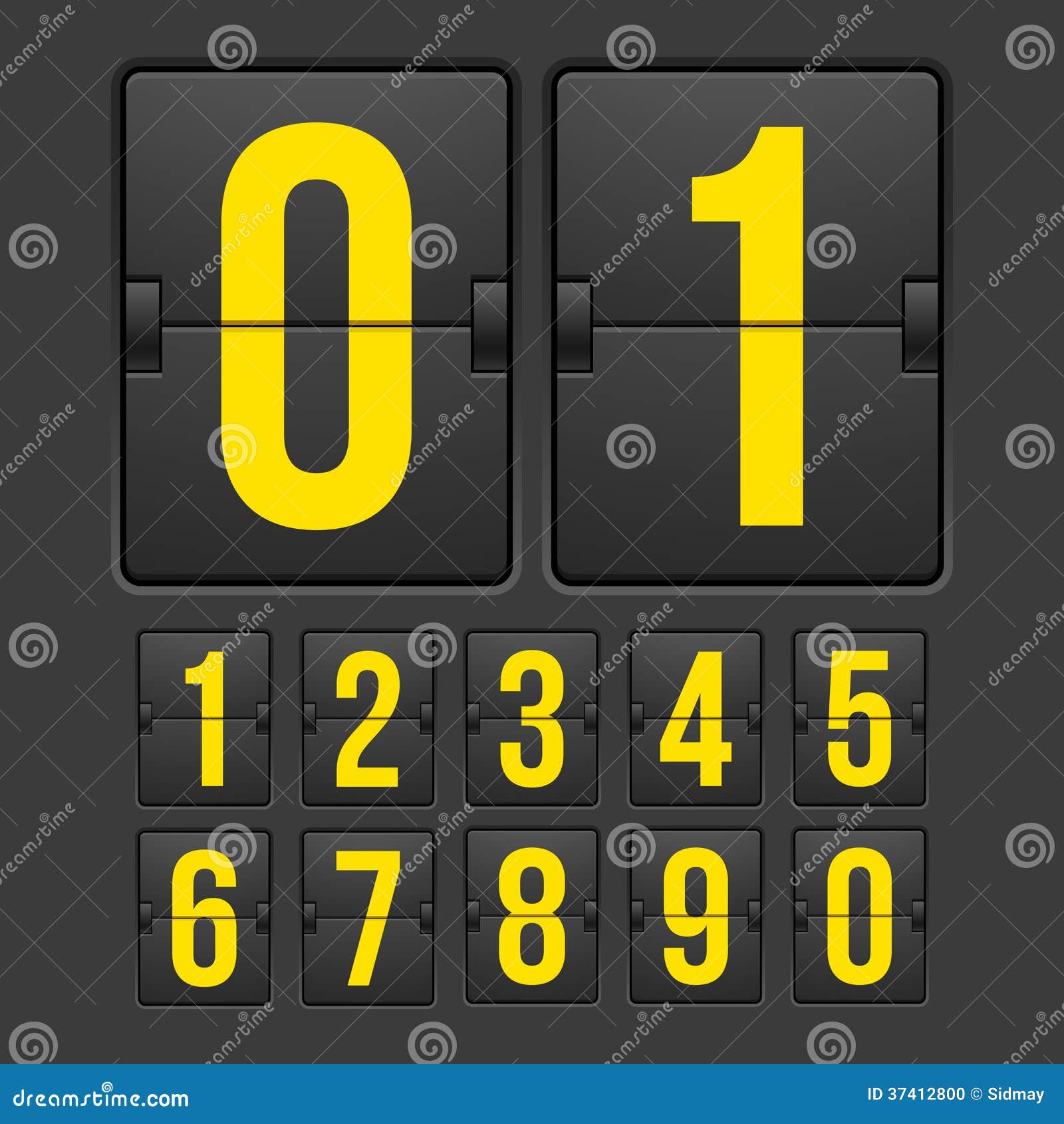 Mechanical Scoreboard. Realistic Countdown Numbers For Counter Isolated ...