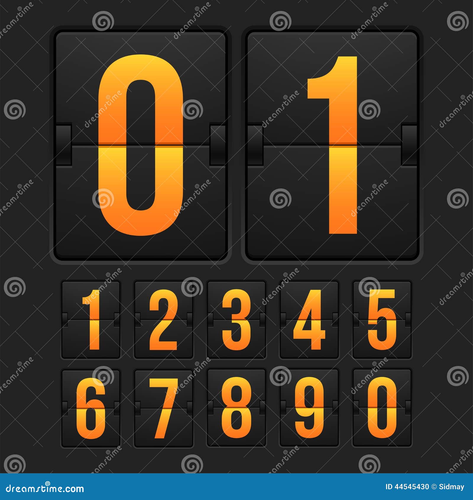 Mechanical Scoreboard. Realistic Countdown Numbers For Counter Isolated ...