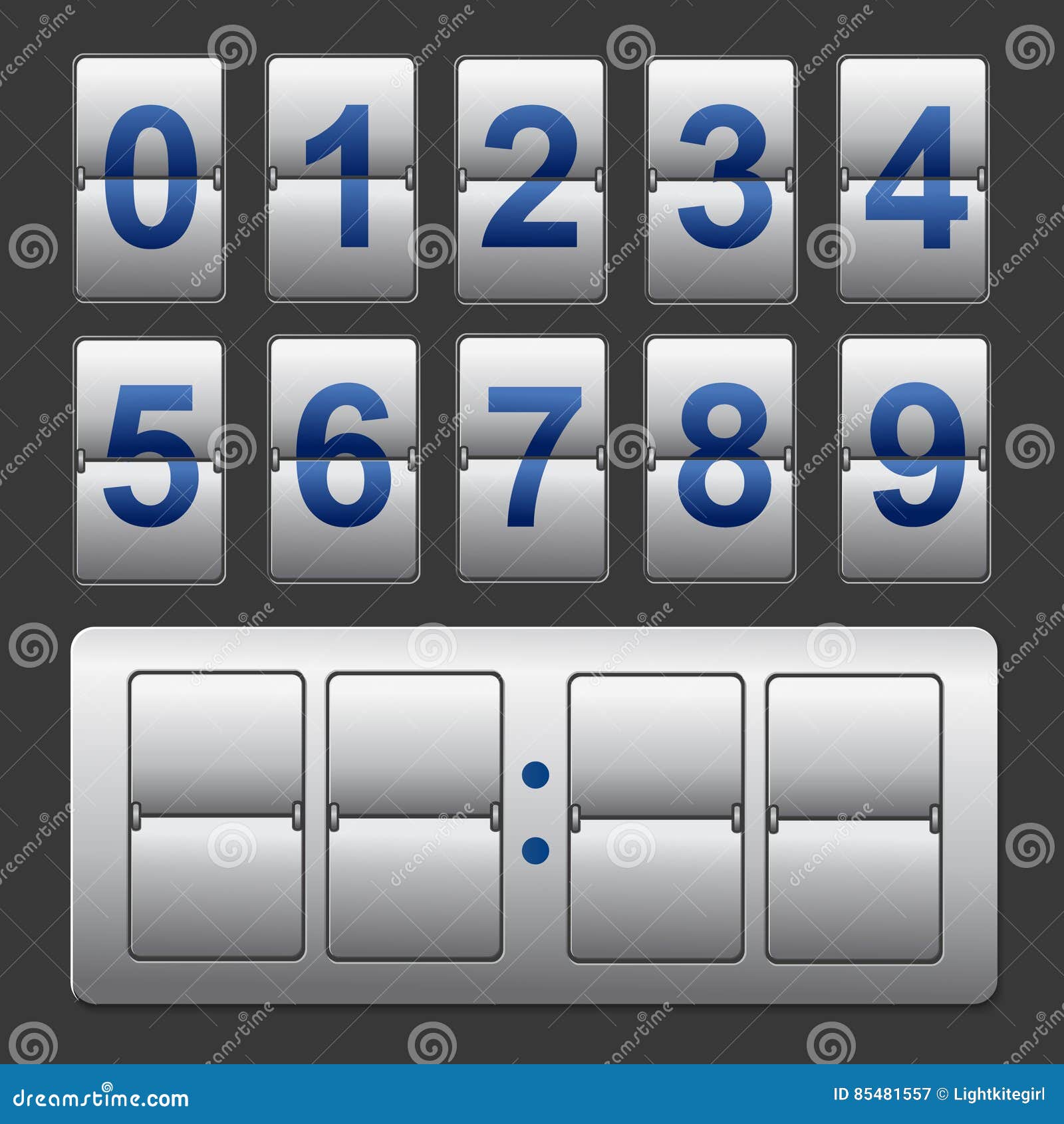 Mechanical Scoreboard. Realistic Countdown Numbers For Counter Isolated ...