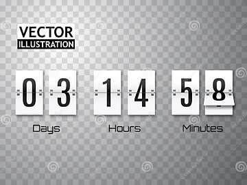 Countdown Timer with White Numbers Isolated on Transparent Background ...