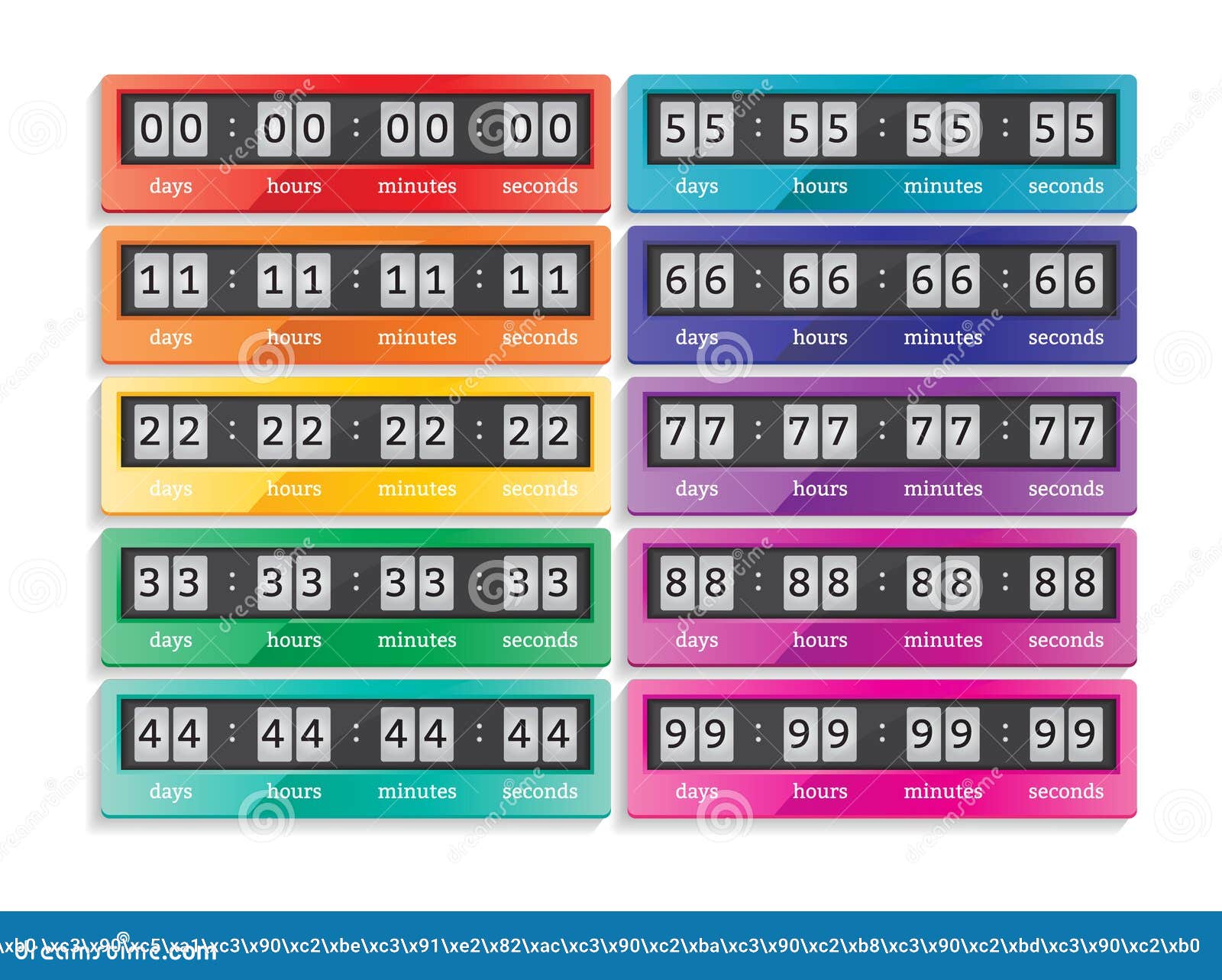 Countdown Vector Isolated Timers Icons Set Stock Vector - Illustration ...