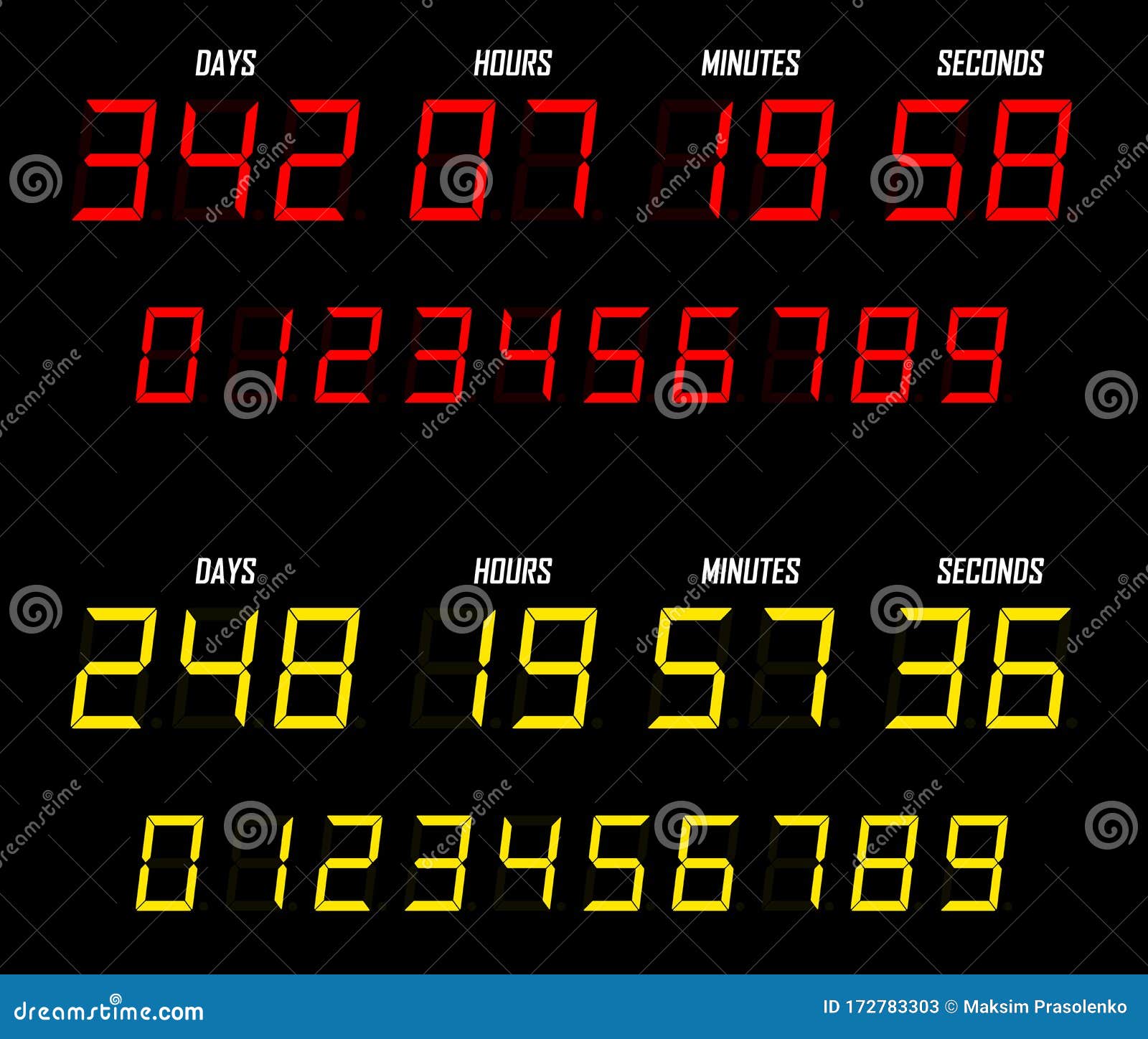 Countdown Website Vector Flat Template Digital Clock Timer Background