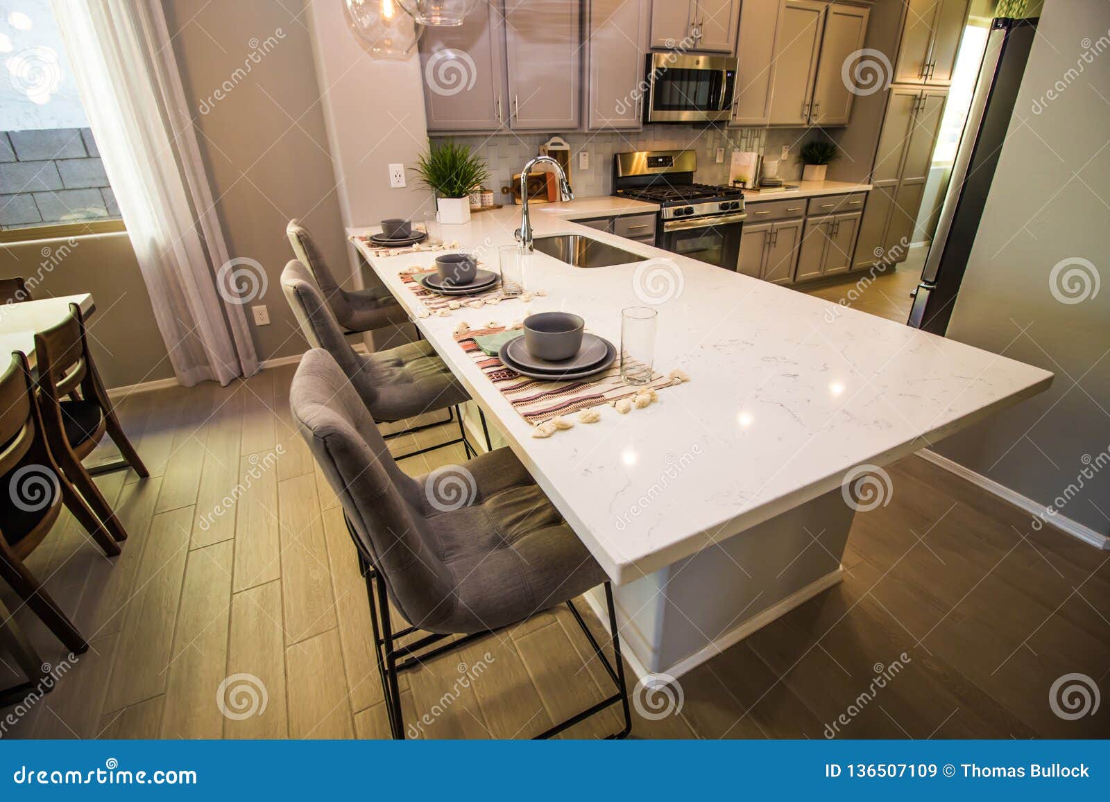Counter Bar Service in Newer Kitchen Stock Image - Image of counter ...