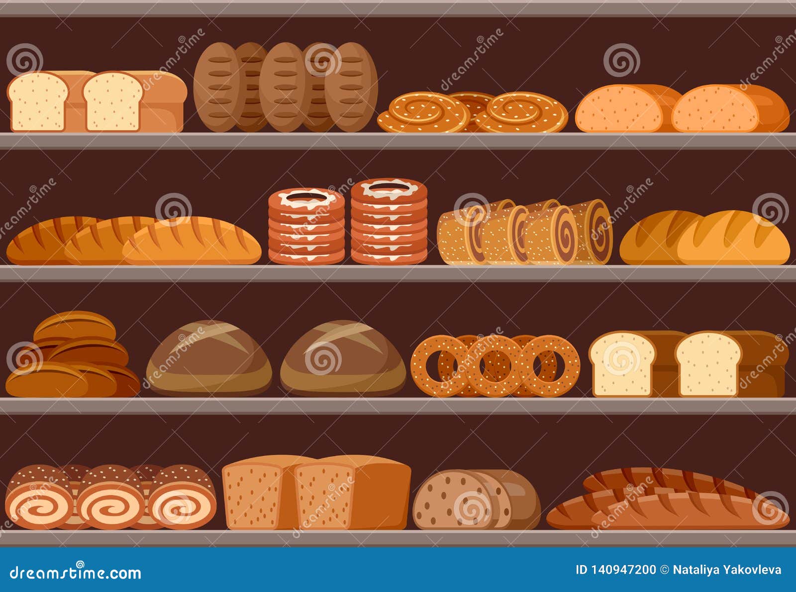 Counter with bread stock vector. Illustration of retail - 140947200