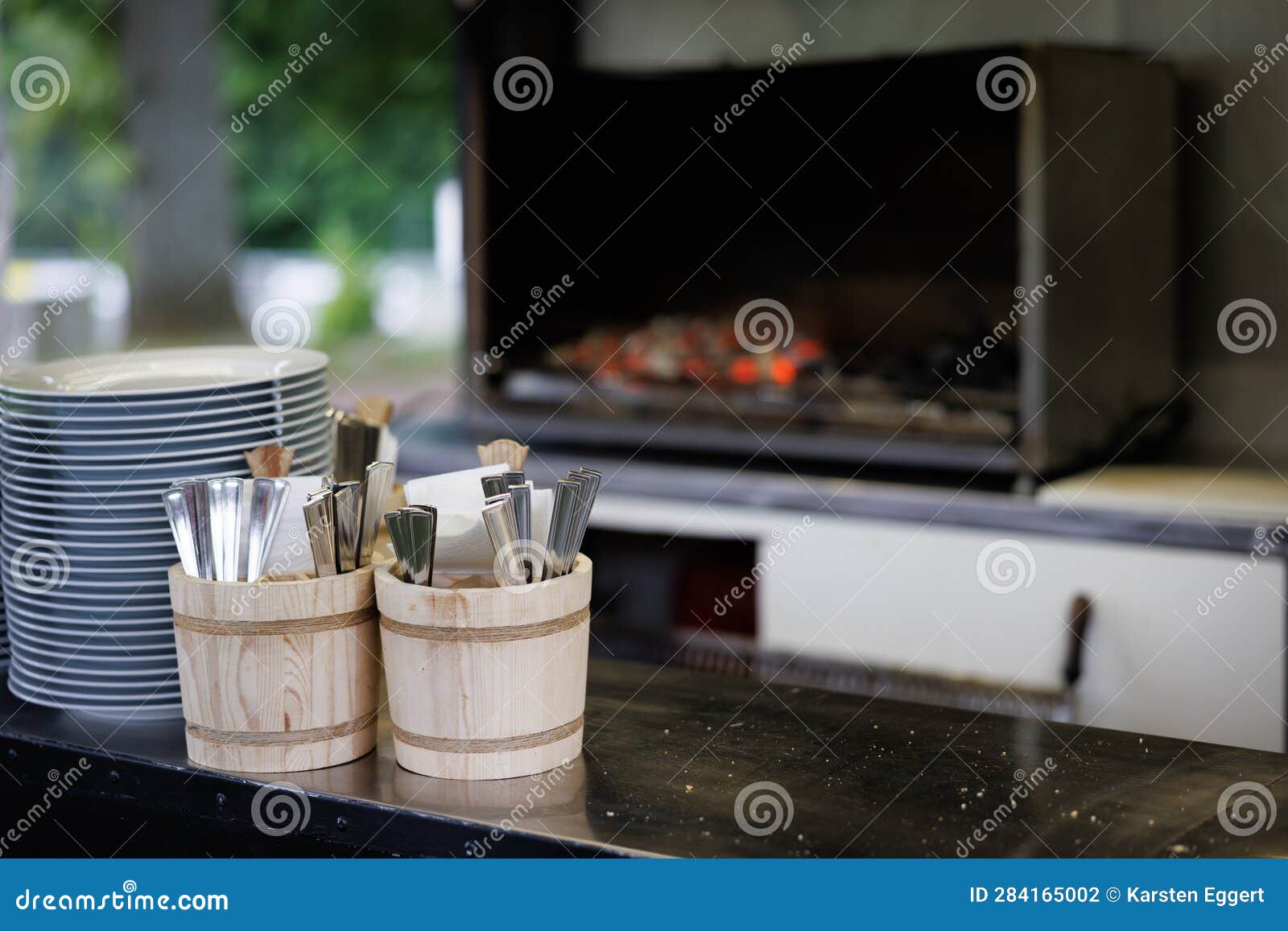 On a Counter are Containers with Cutlery Stock Photo - Image of color ...