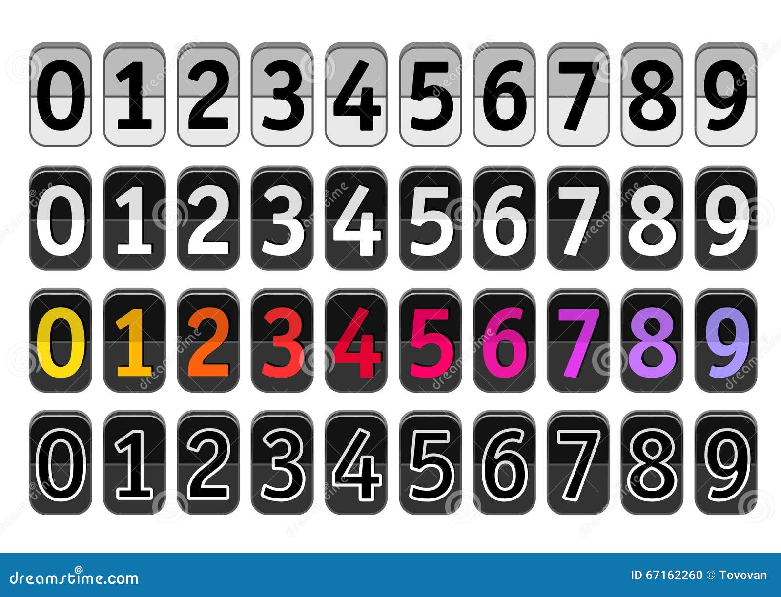 Counter with Digits Set. Flat Design Stock Vector - Illustration of ...