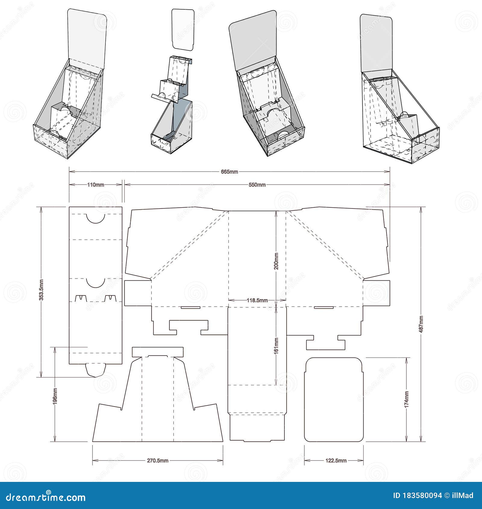 Counter Display Stand and Die-cut Pattern. Stock Vector - Illustration ...