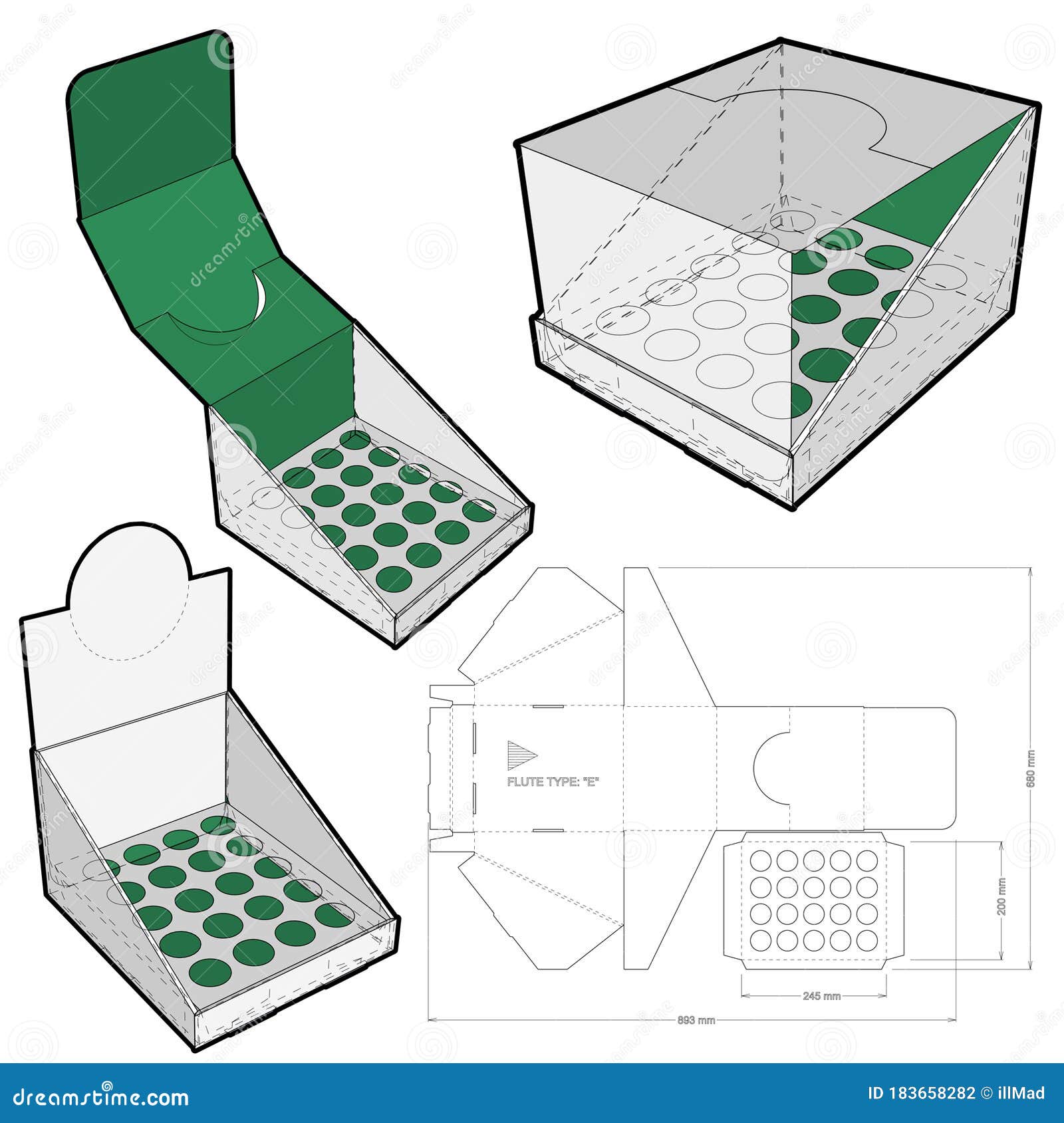 Counter Display Stand and Die-cut Pattern. Stock Vector - Illustration ...