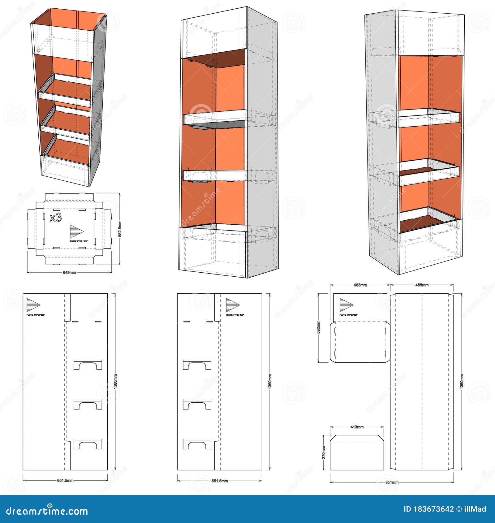 Counter Display Stand And Die-cut Pattern. Vector Illustration ...