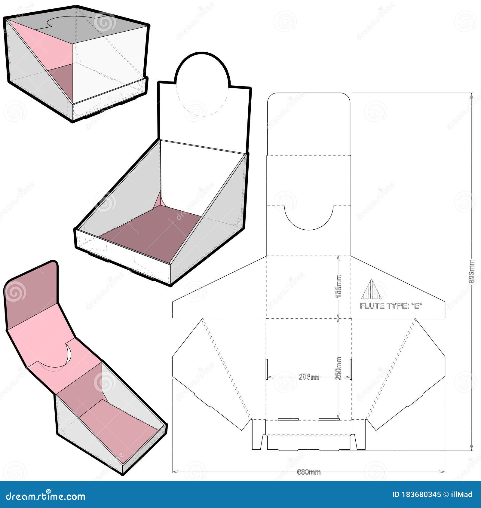 Counter Display Stand and Die-cut Pattern. Stock Vector - Illustration ...