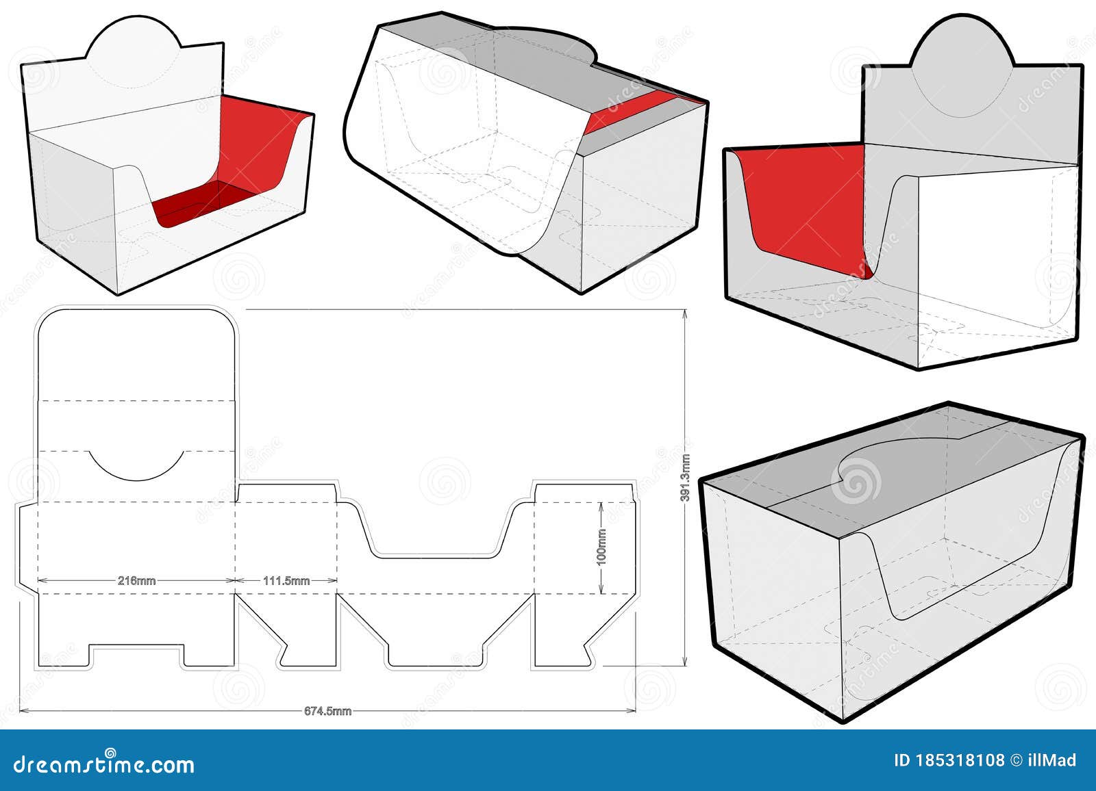Counter Display Stand and Die-cut Pattern. Stock Vector - Illustration ...