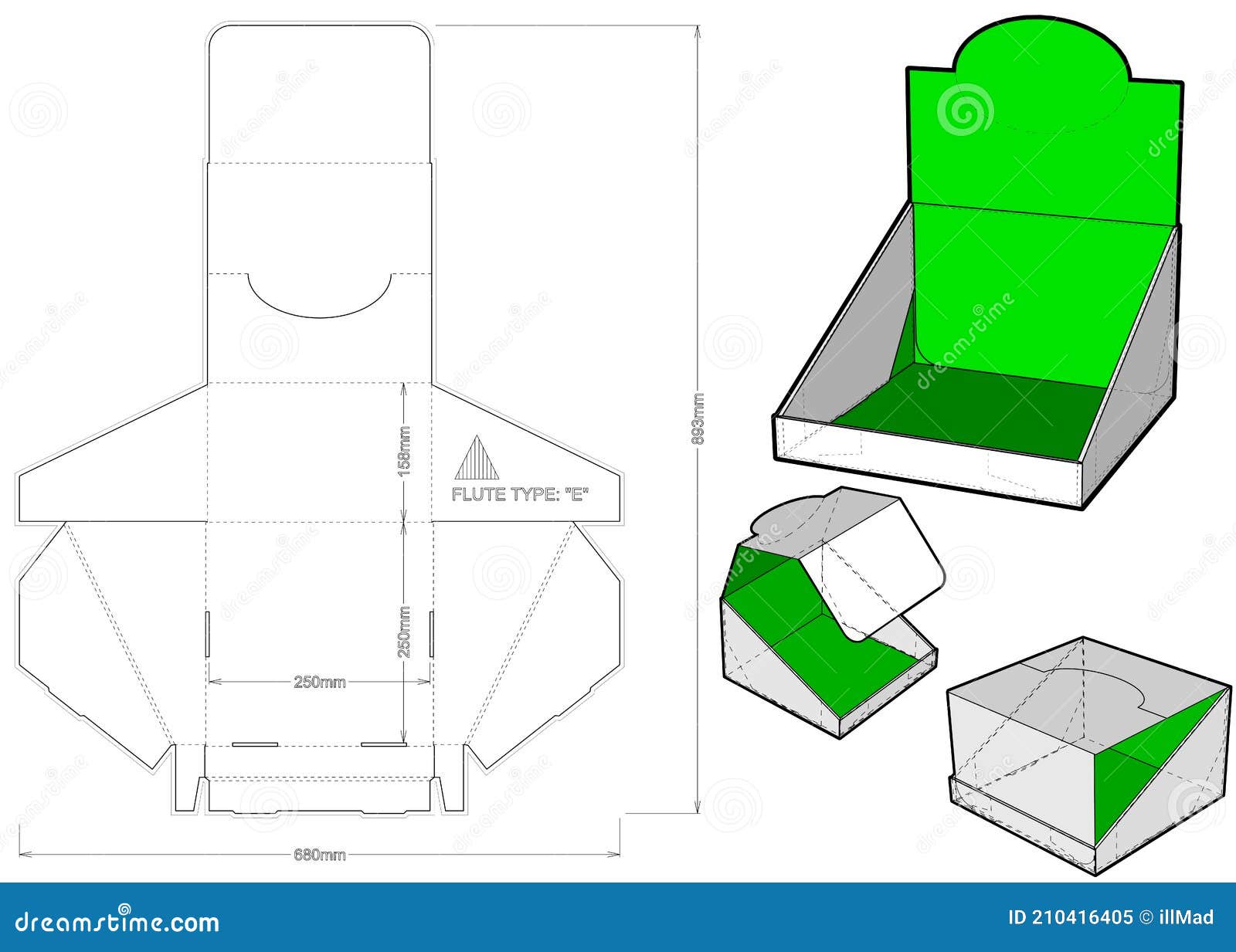 Counter Display Stand and Die-cut Pattern. Stock Vector - Illustration ...