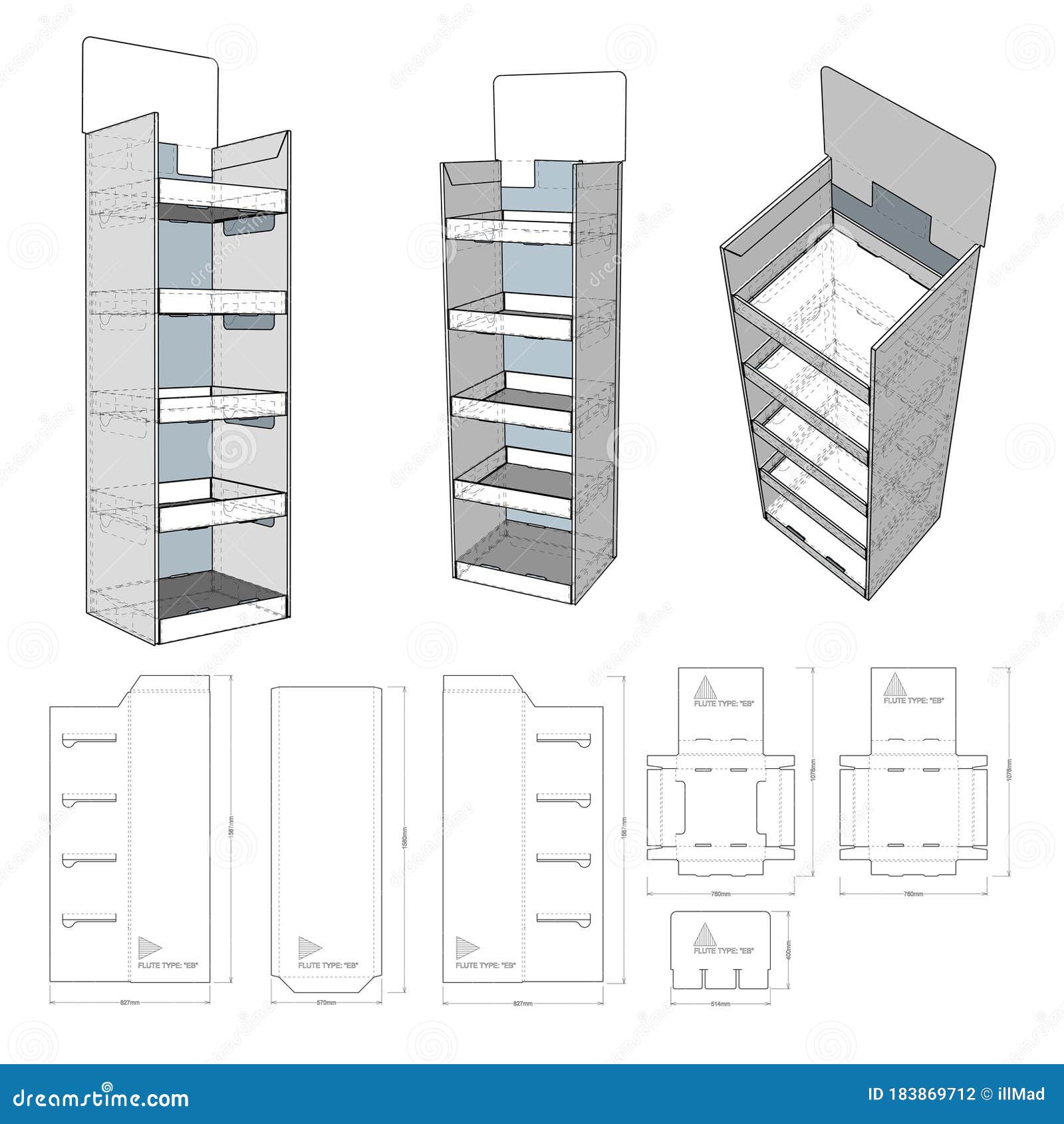 Counter Display Stand and Die-cut Pattern. Stock Vector - Illustration ...