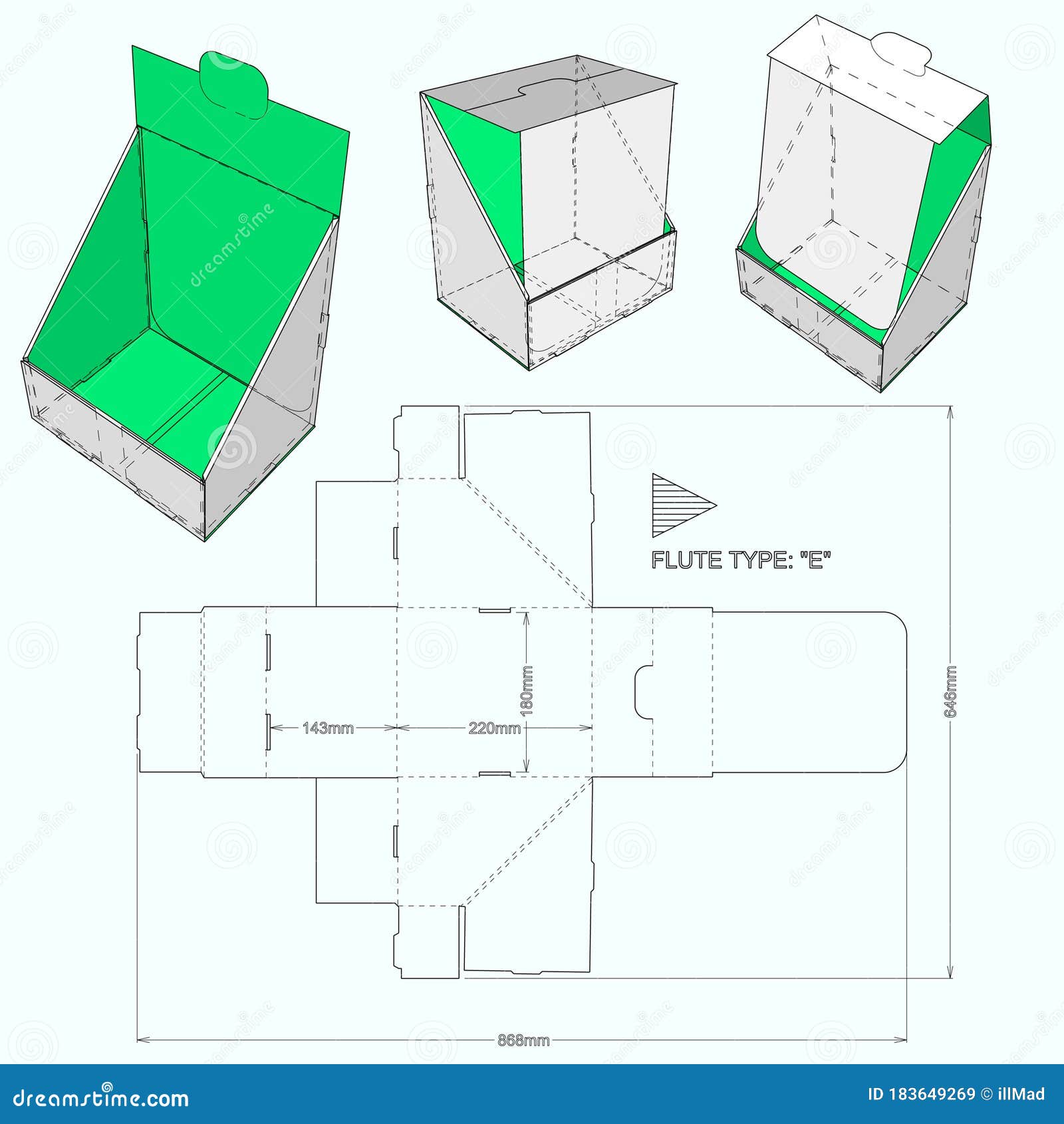 Counter Display Stand and Die-cut Pattern. Stock Vector - Illustration ...