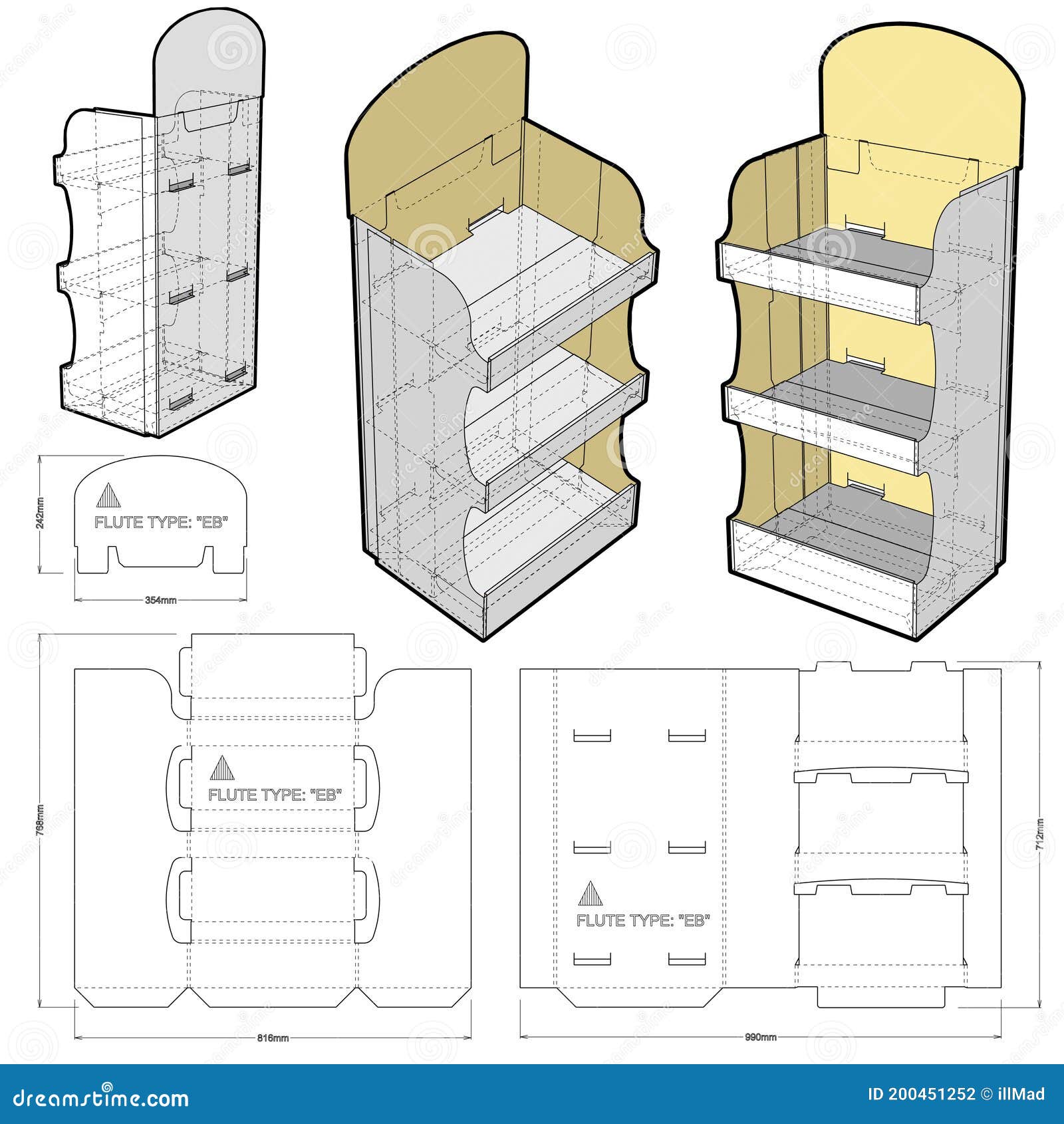 Counter Display Stand And Die-cut Pattern. Cartoon Vector ...