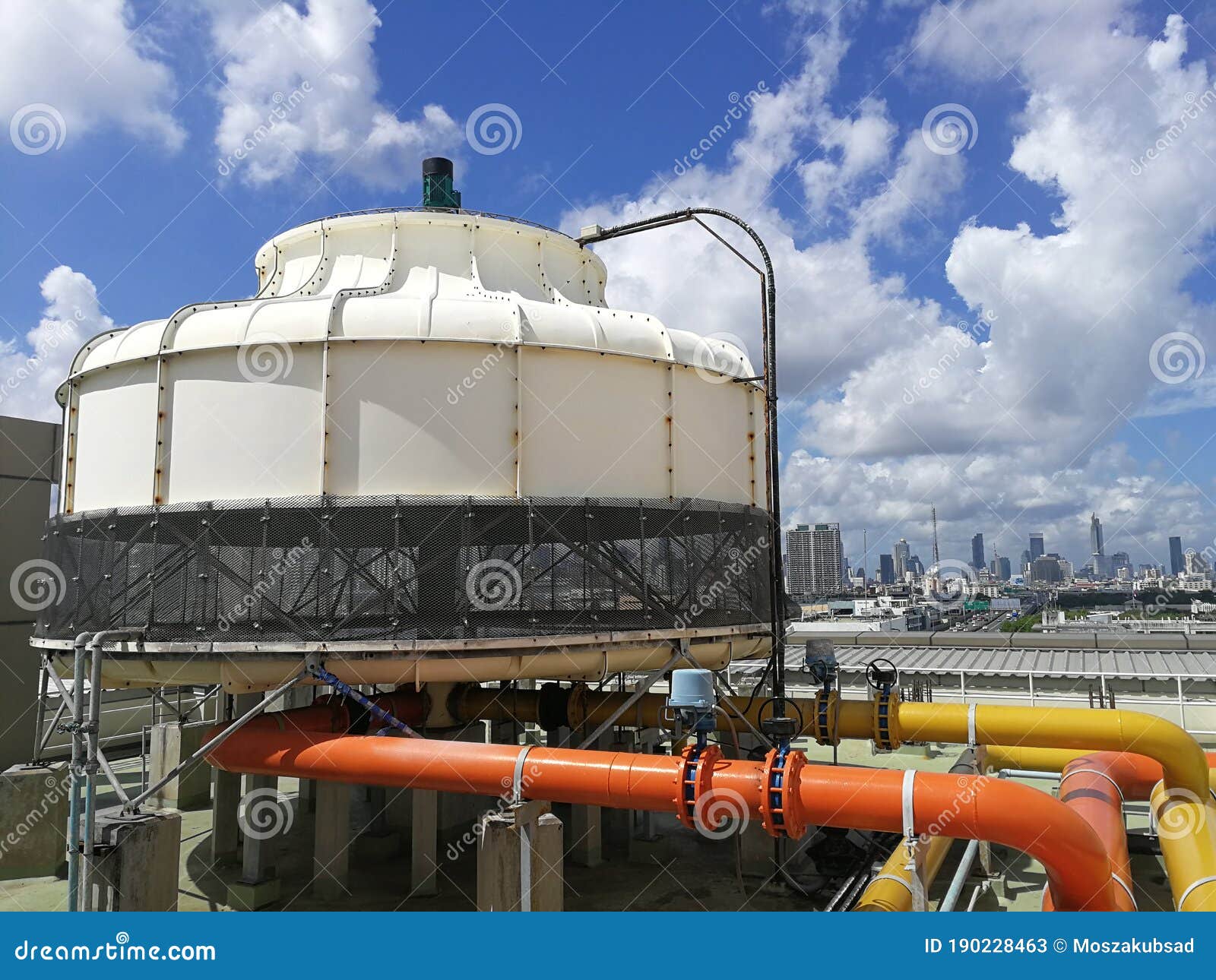 Counter Flow Type Cooling Tower with City View Stock Image - Image of ...