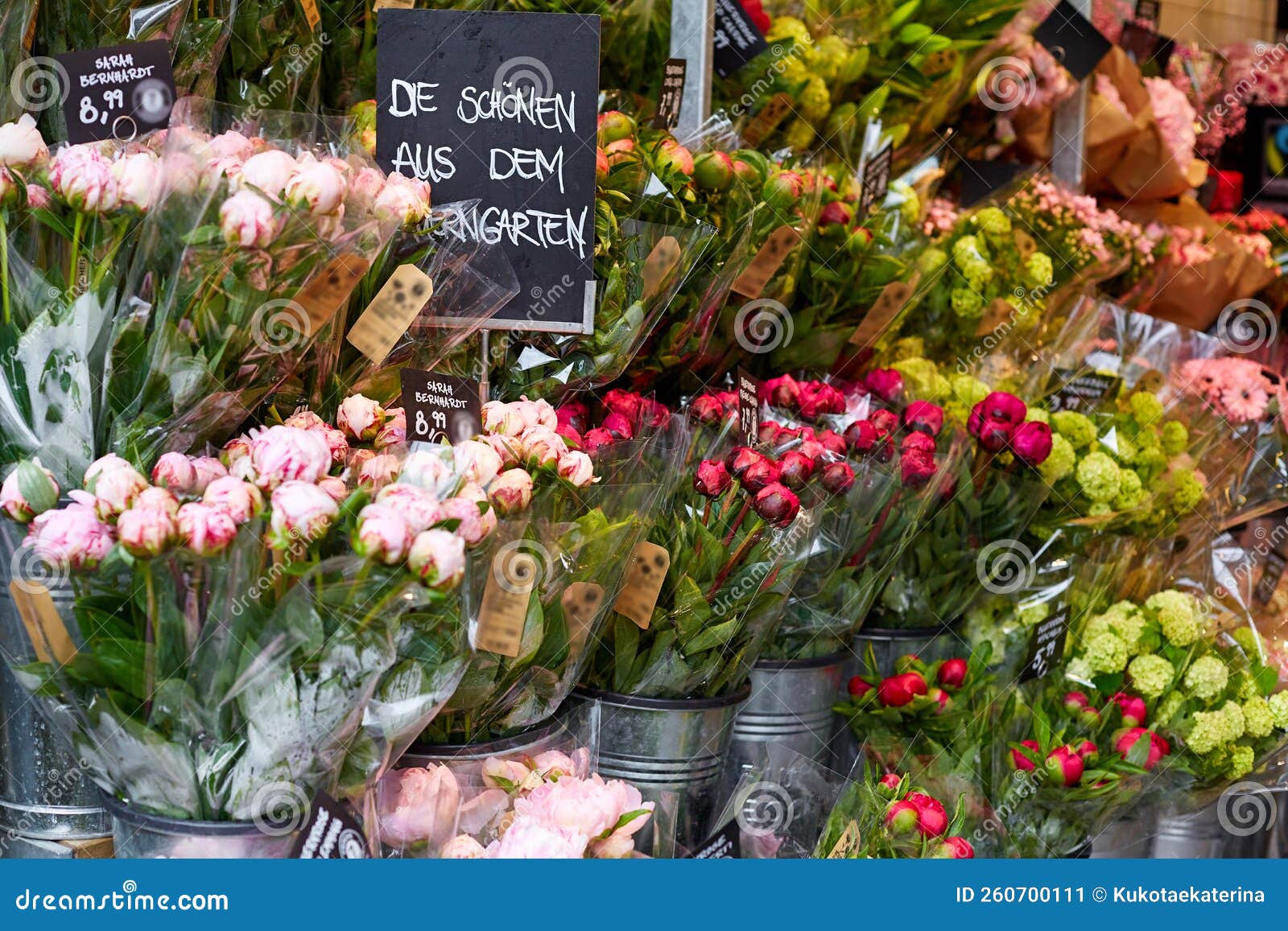 The Counter of a Flower Store in Germany is Full of Fresh Flowers Stock ...