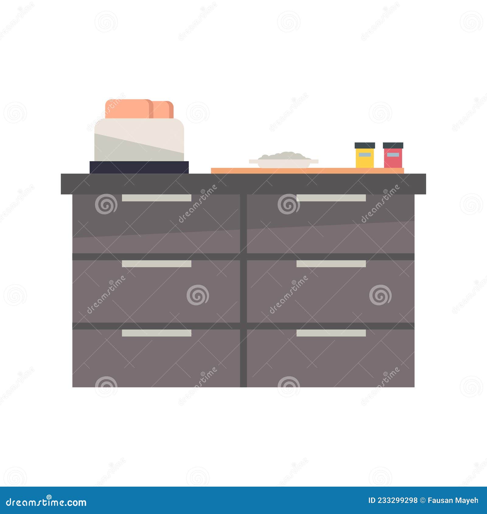 Counter Kitchen Interior Design Vector Illustration Stock Vector ...