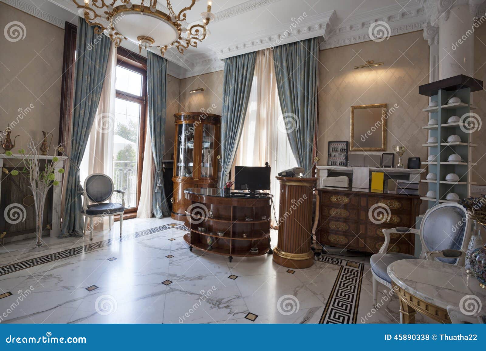 Counter in luxury hotel stock photo. Image of armchair - 45890338