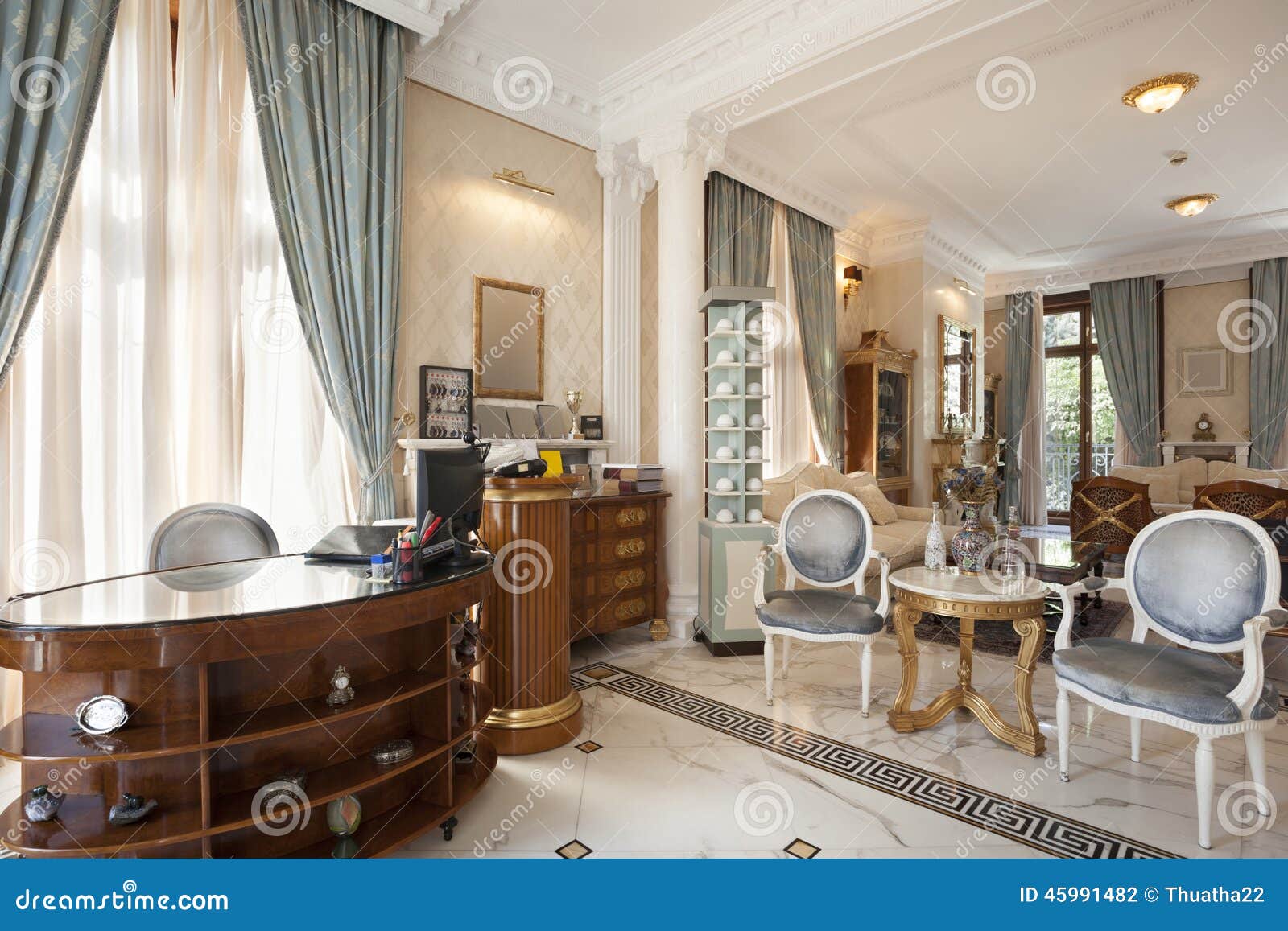 Counter in Luxury Villa Hotel Stock Photo - Image of leisure, indoors ...