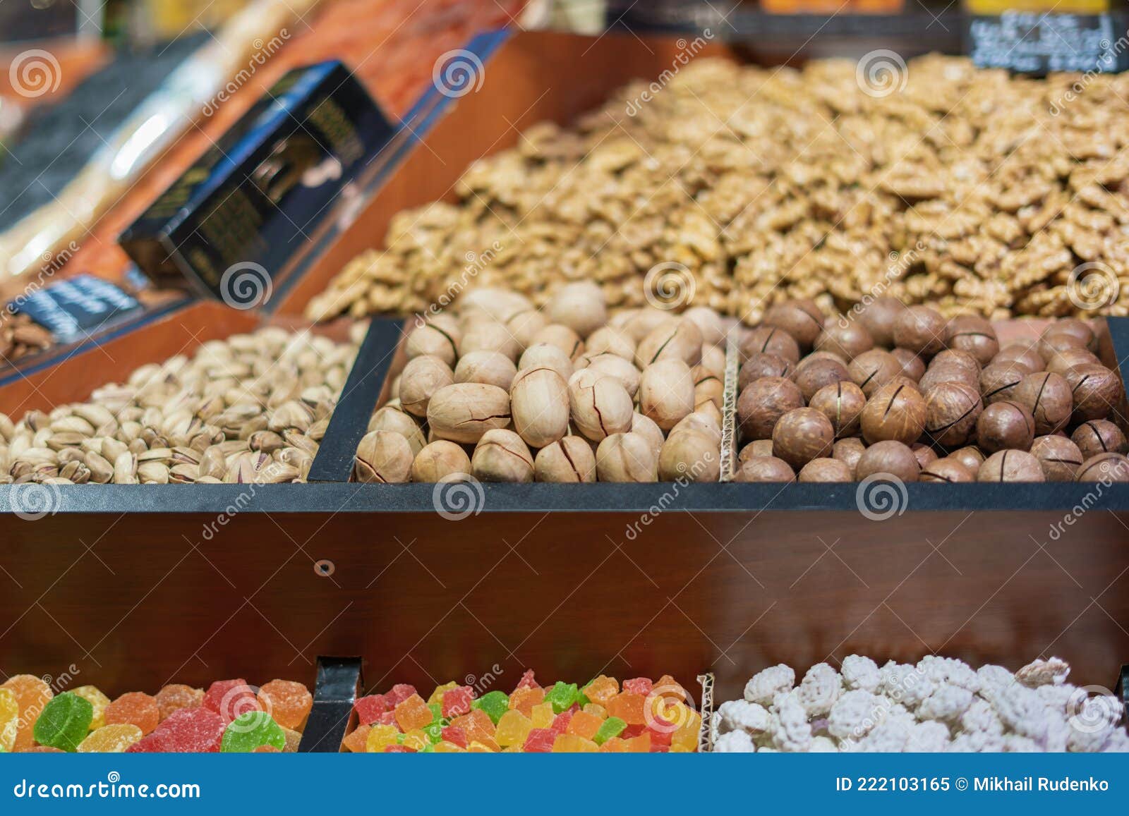 Counter with Organic Nuts in Vegan Market B Stock Image - Image of ...