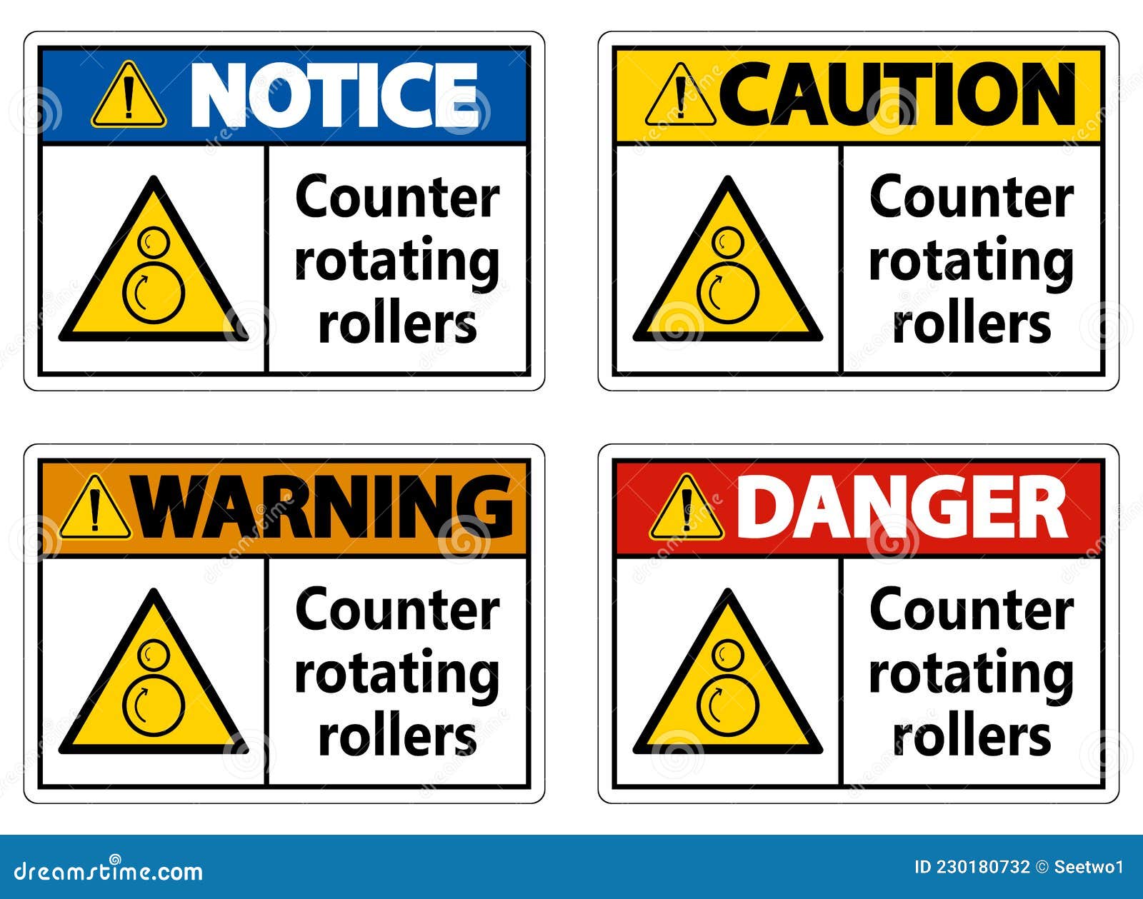 Counter Rotating Rollers Sign on White Background Stock Vector ...