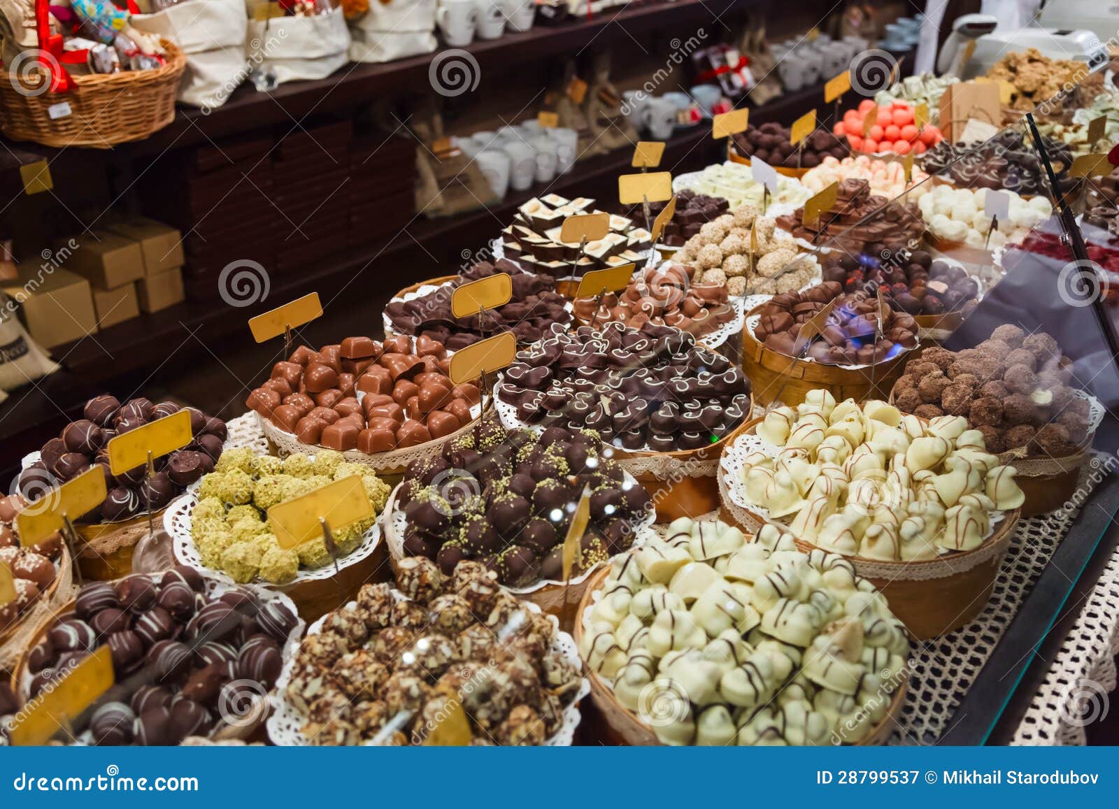 Counter of the Store with Handmade Chocolate Stock Image - Image of ...