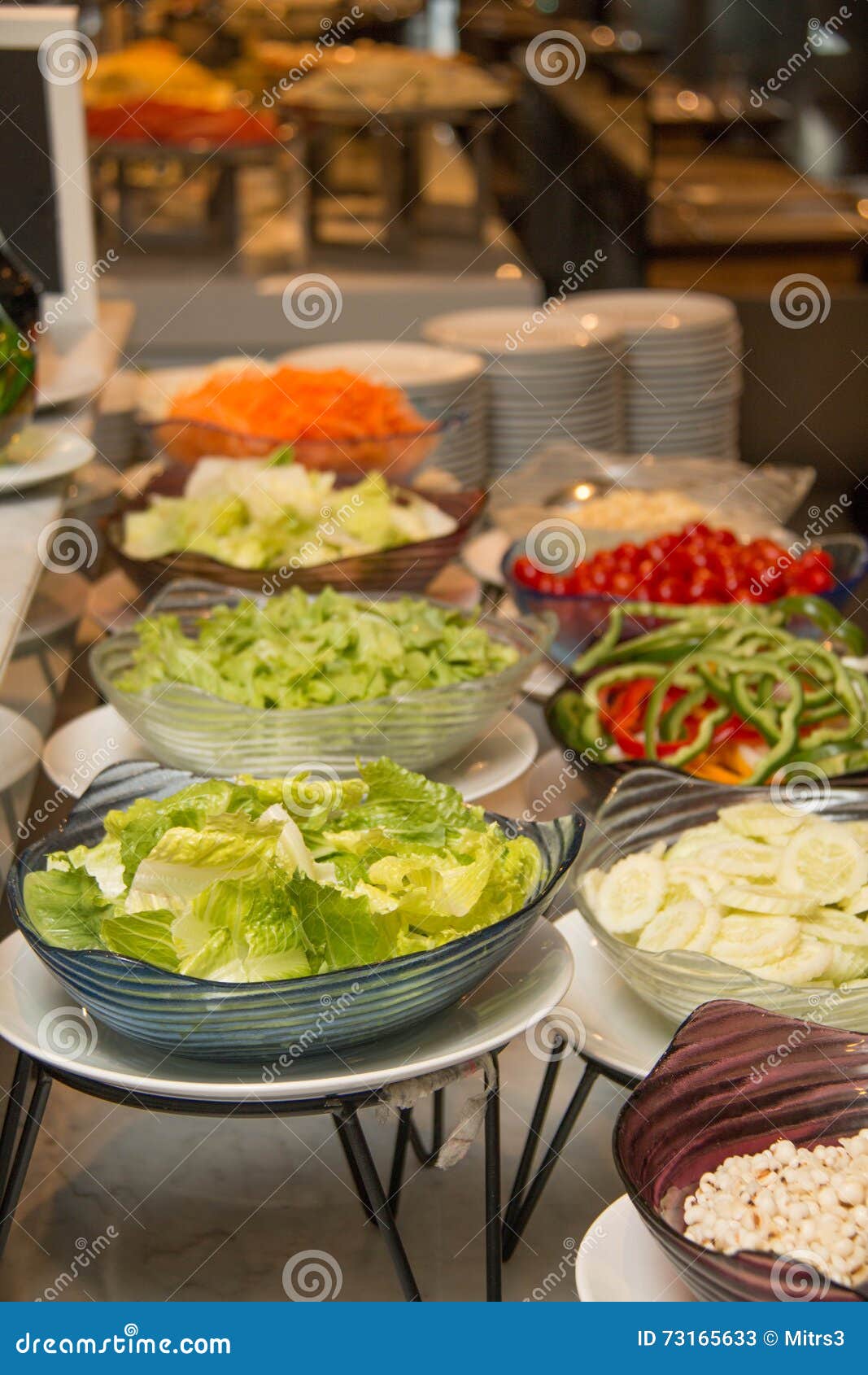Counter with the Vegetables Salads Stock Image - Image of green, lunch ...