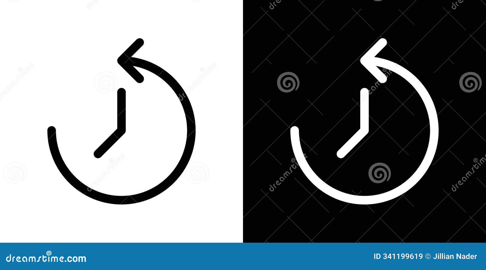 Counterclockwise Rotation Icon Black And White Vector Outline Sign ...