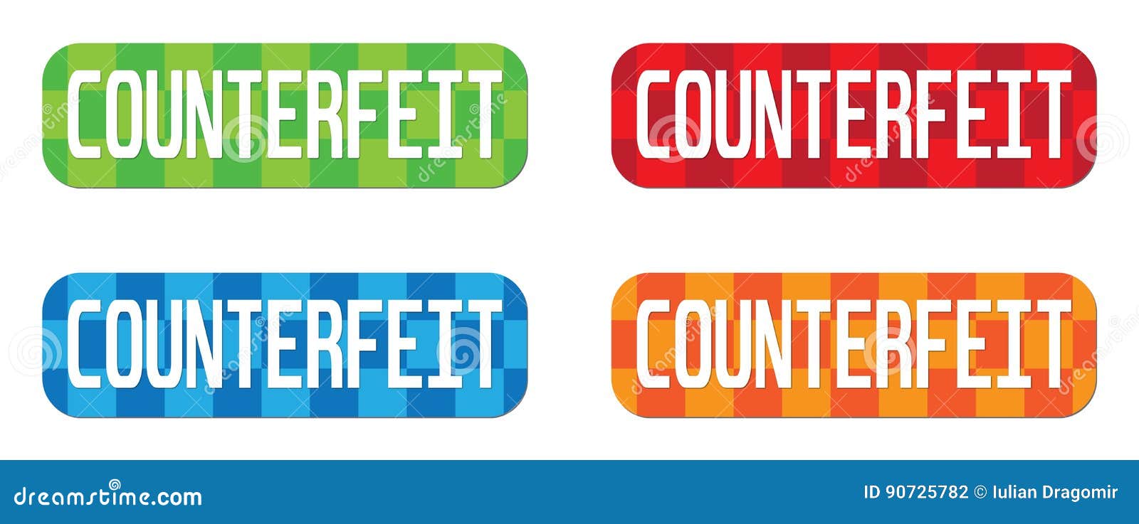 COUNTERFEIT Text, on Rectangle, Zig Zag Pattern Stamp Sign. Stock ...