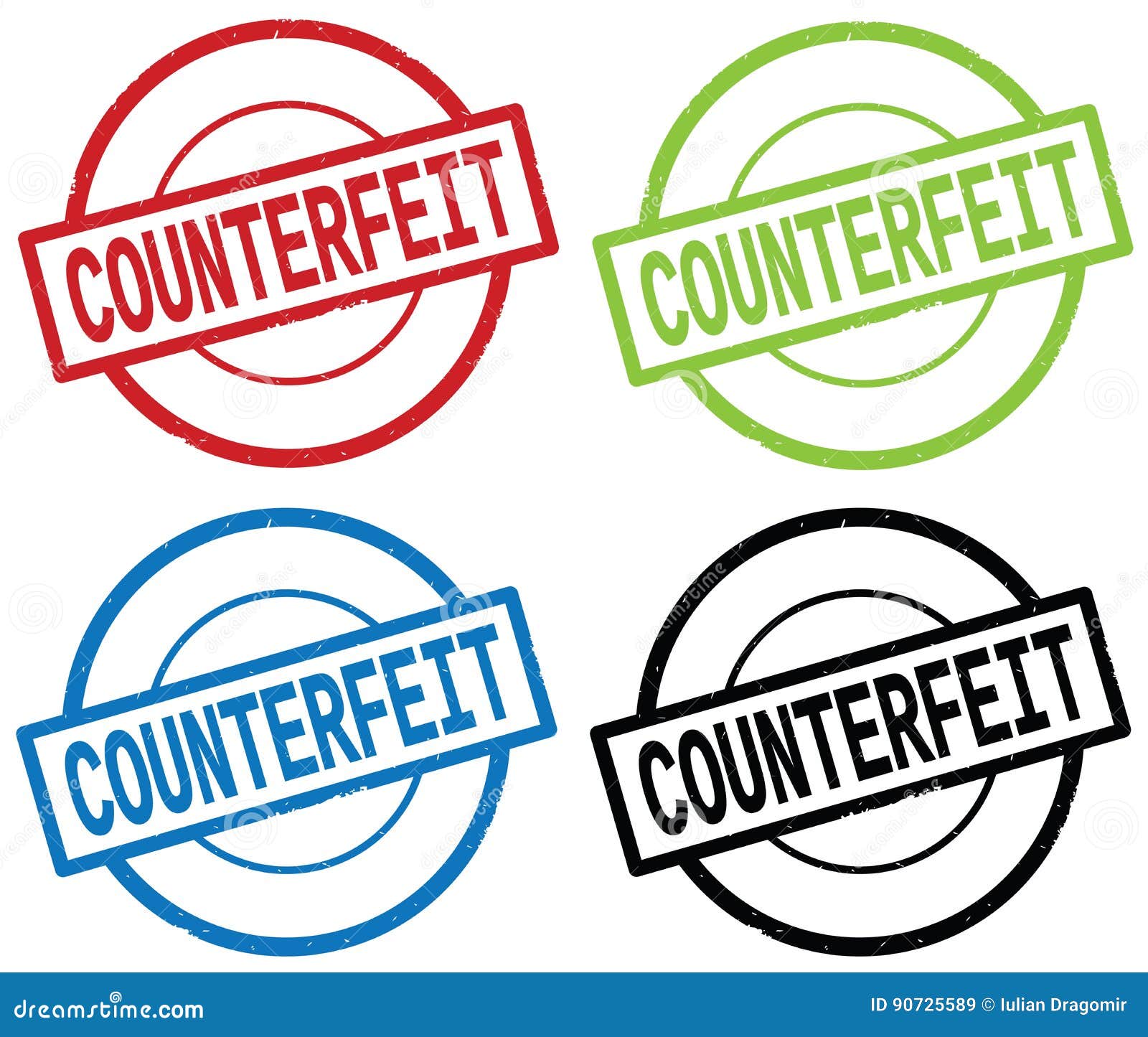 COUNTERFEIT Text, on Round Simple Stamp Sign. Stock Illustration ...