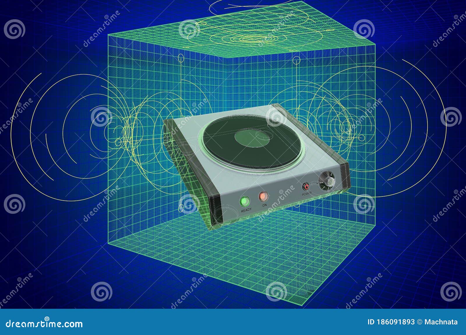 Countertop Burner, Visualization 3d Cad Model, Blueprint. 3D Rendering ...
