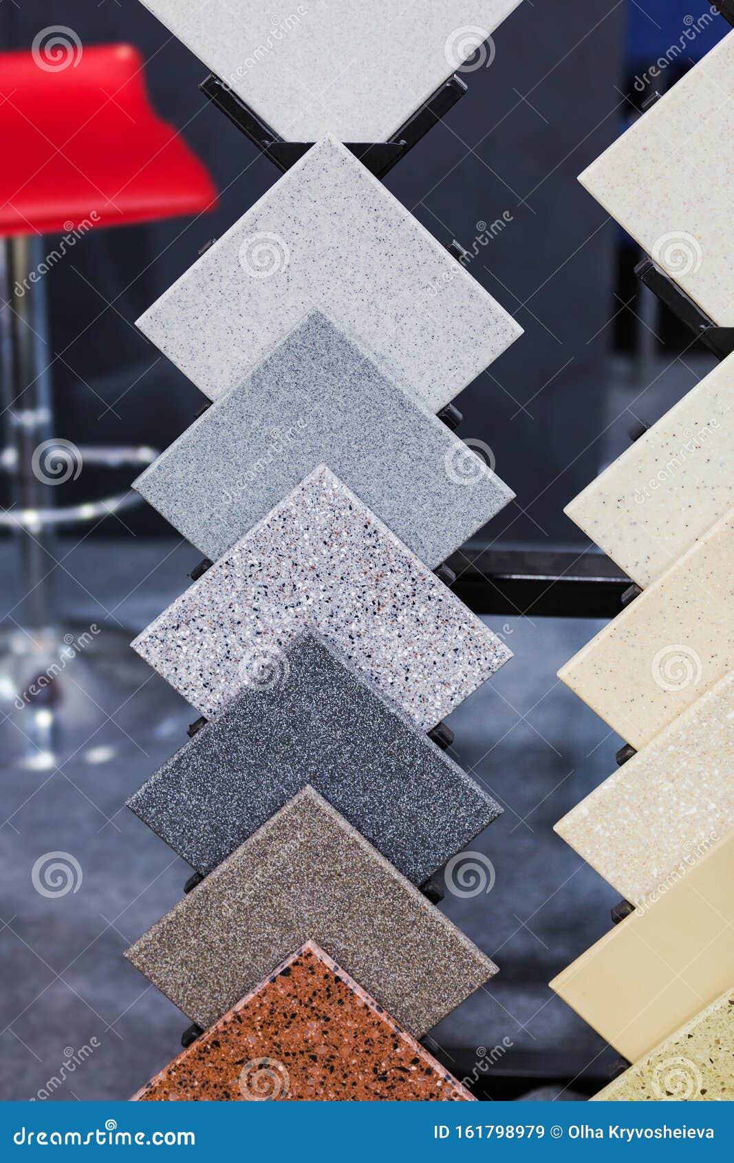 Countertop Samples. Front View Of Color Samples Stone, Acrylic Solid ...