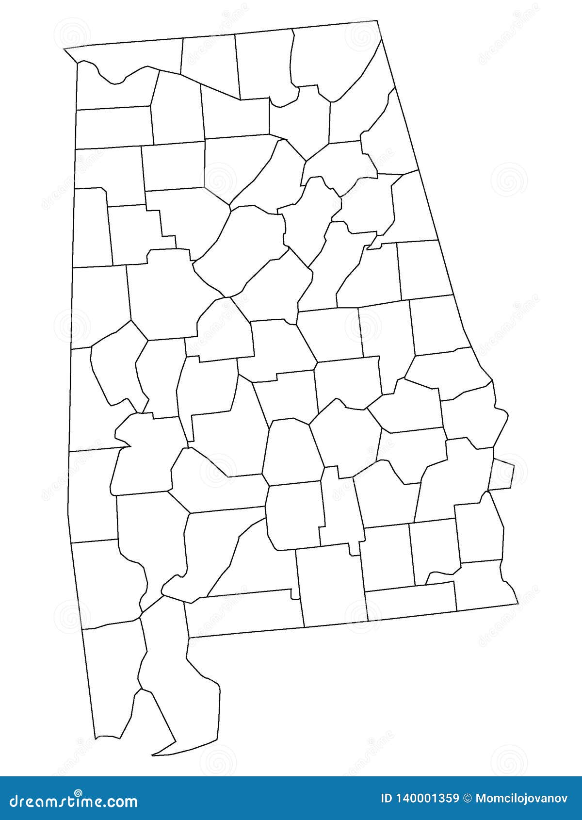 Counties Map of US State of Alabama Stock Vector - Illustration of ...