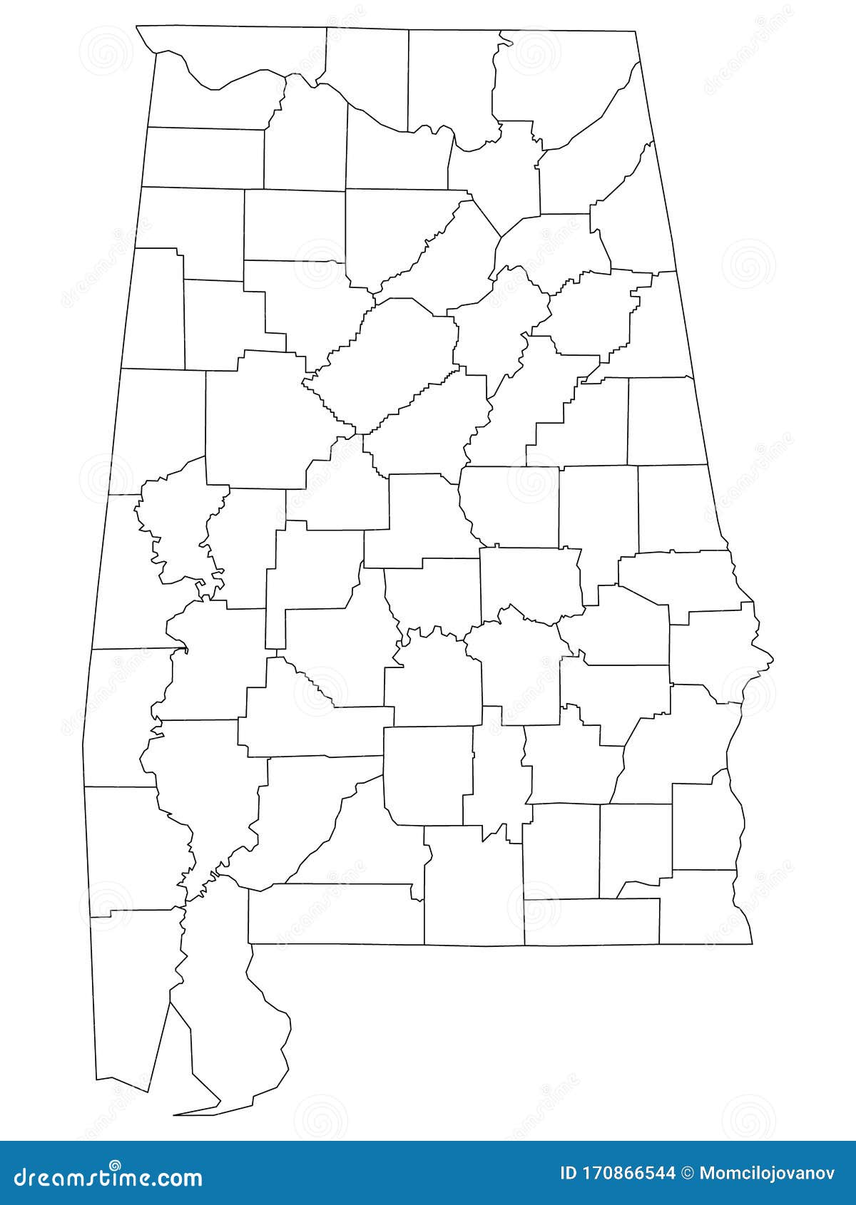Counties Map of US State of Alabama Stock Vector - Illustration of ...