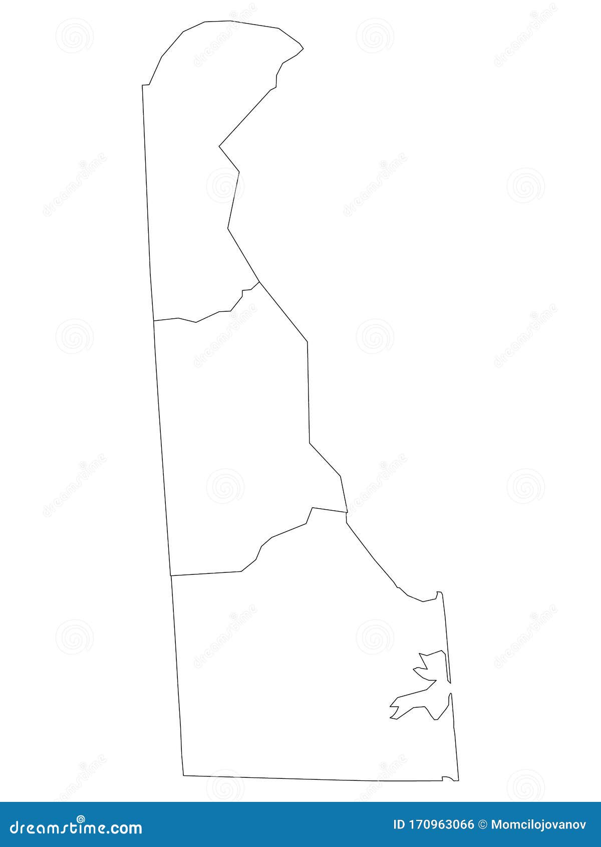 Counties Map of US State of Delaware Stock Vector - Illustration of ...