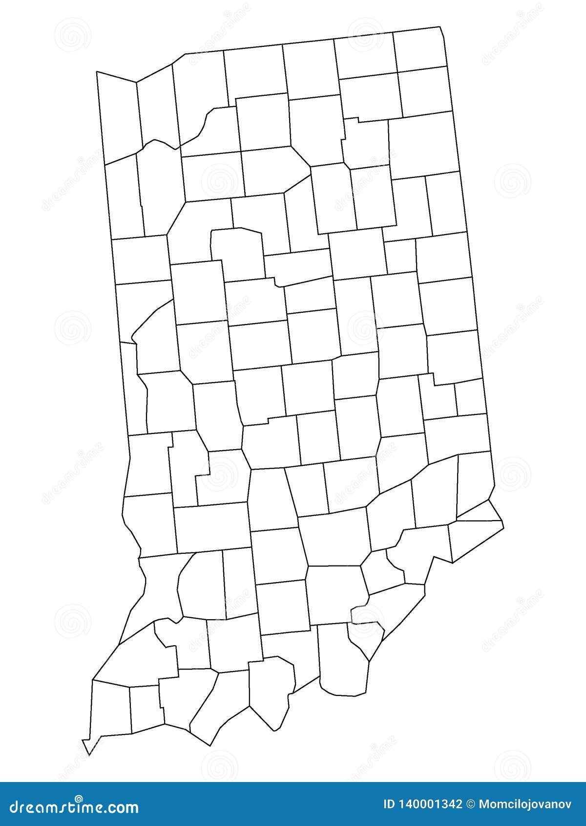 Counties Map of US State of Indiana Stock Vector - Illustration of ...