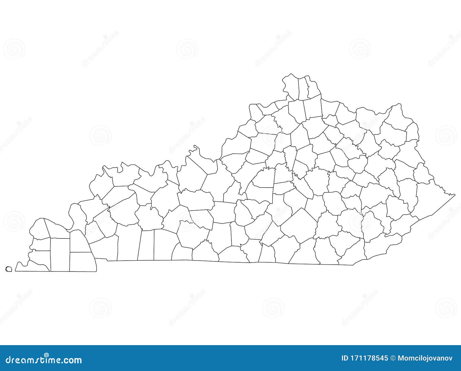 Counties Map of US State of Kentucky Stock Vector - Illustration of ...