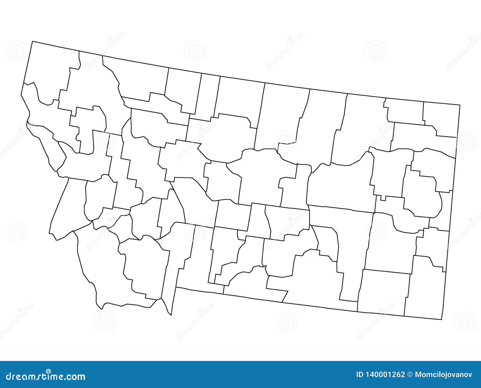 Counties Map of US State of Montana Stock Vector - Illustration of ...